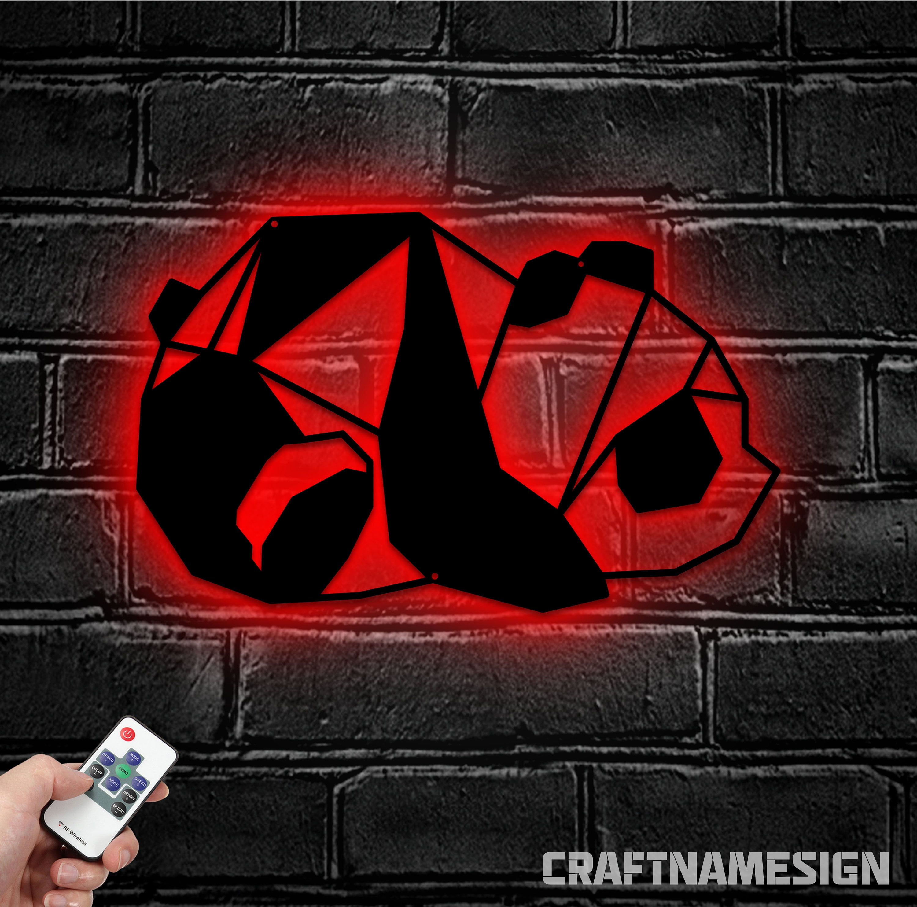 Craftnamesign Custom Panda Bear Metal LED Light, Personalized Lazy ...