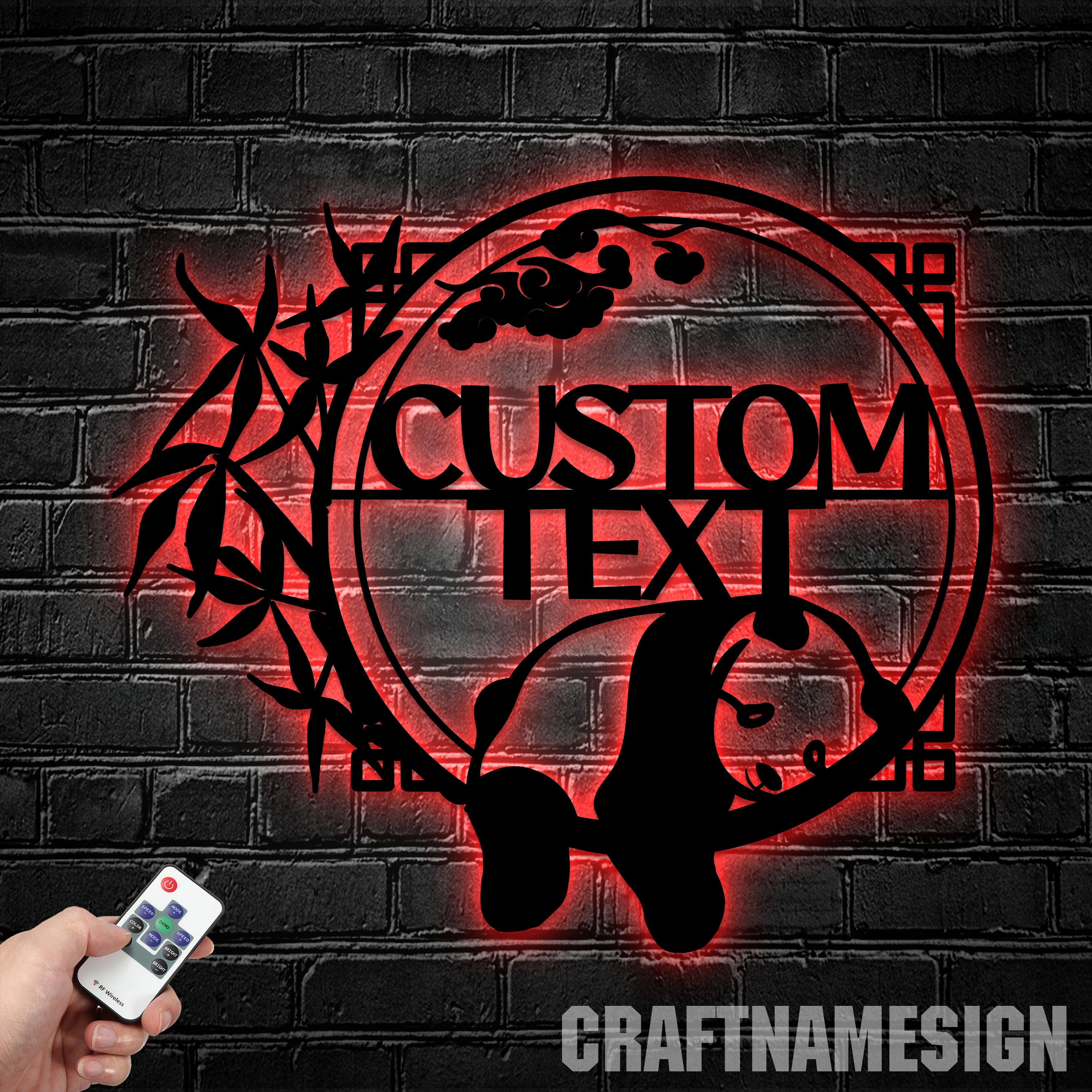 Craftnamesign Custom Panda Bear Metal Wall Art Led Light, Animal Lover ...