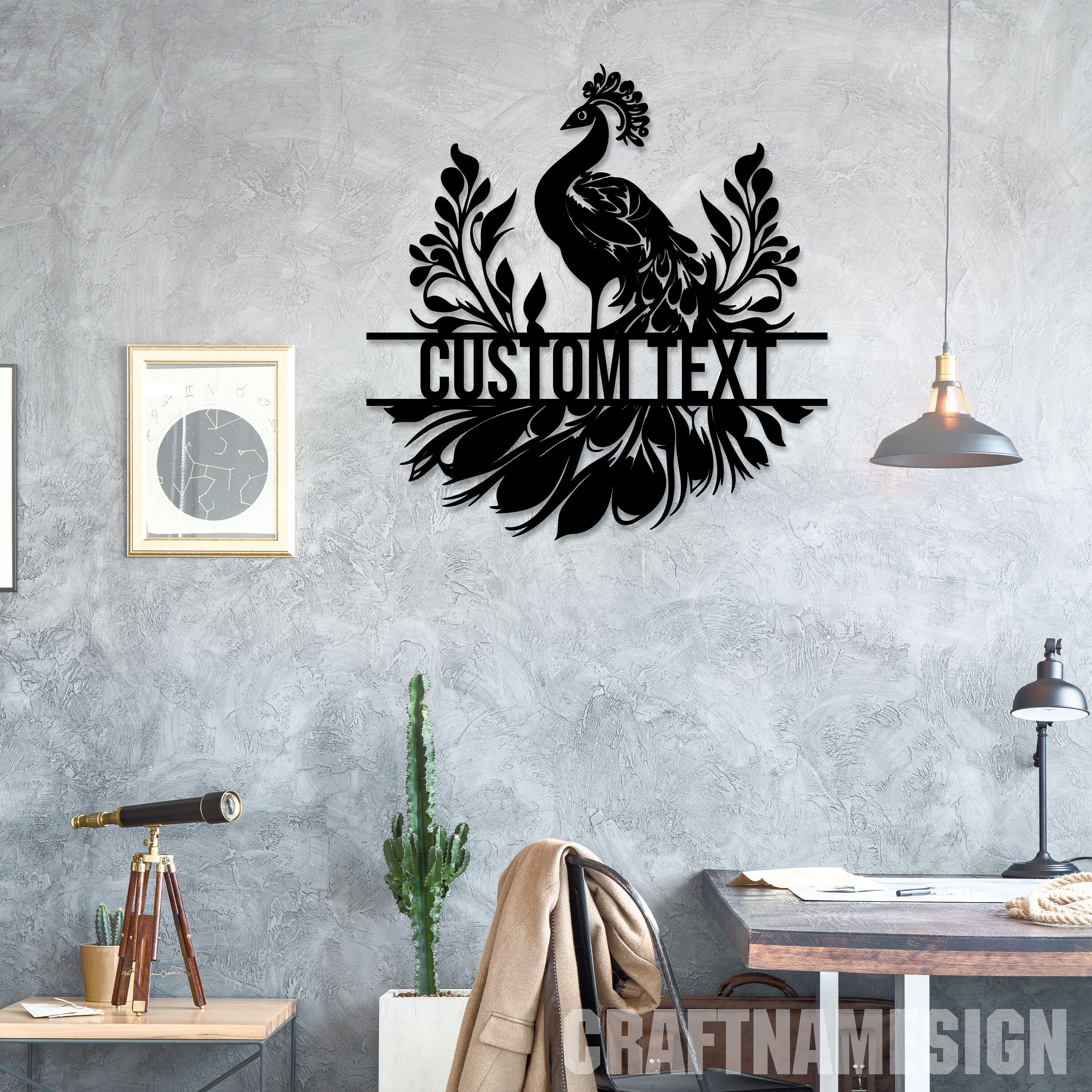 Craftnamesign Custom Peacock Metal Wall Art LED Light, Peacock Sign ...