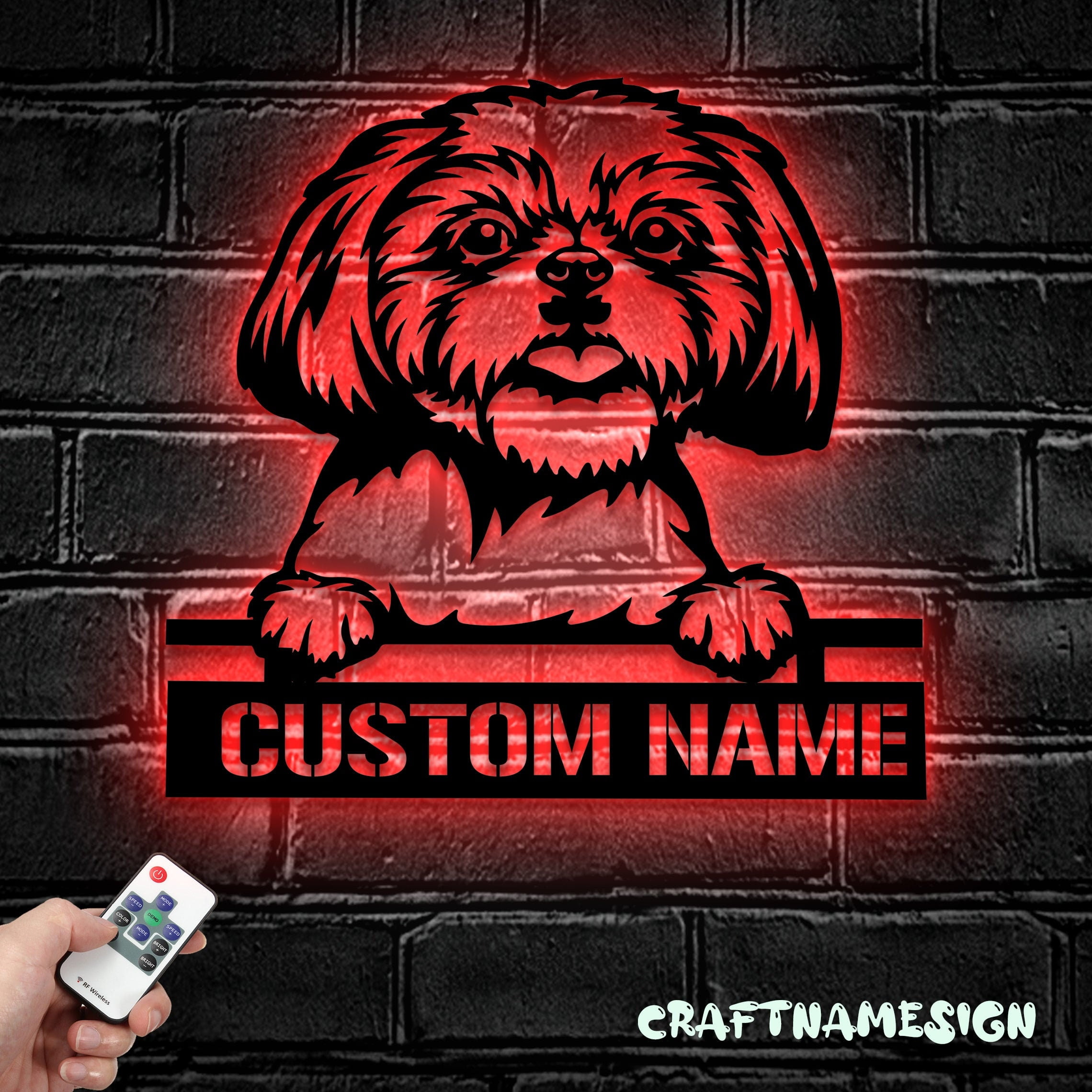 Craftnamesign Custom Peeking Cavapoo Metal LED Light, Personalized ...