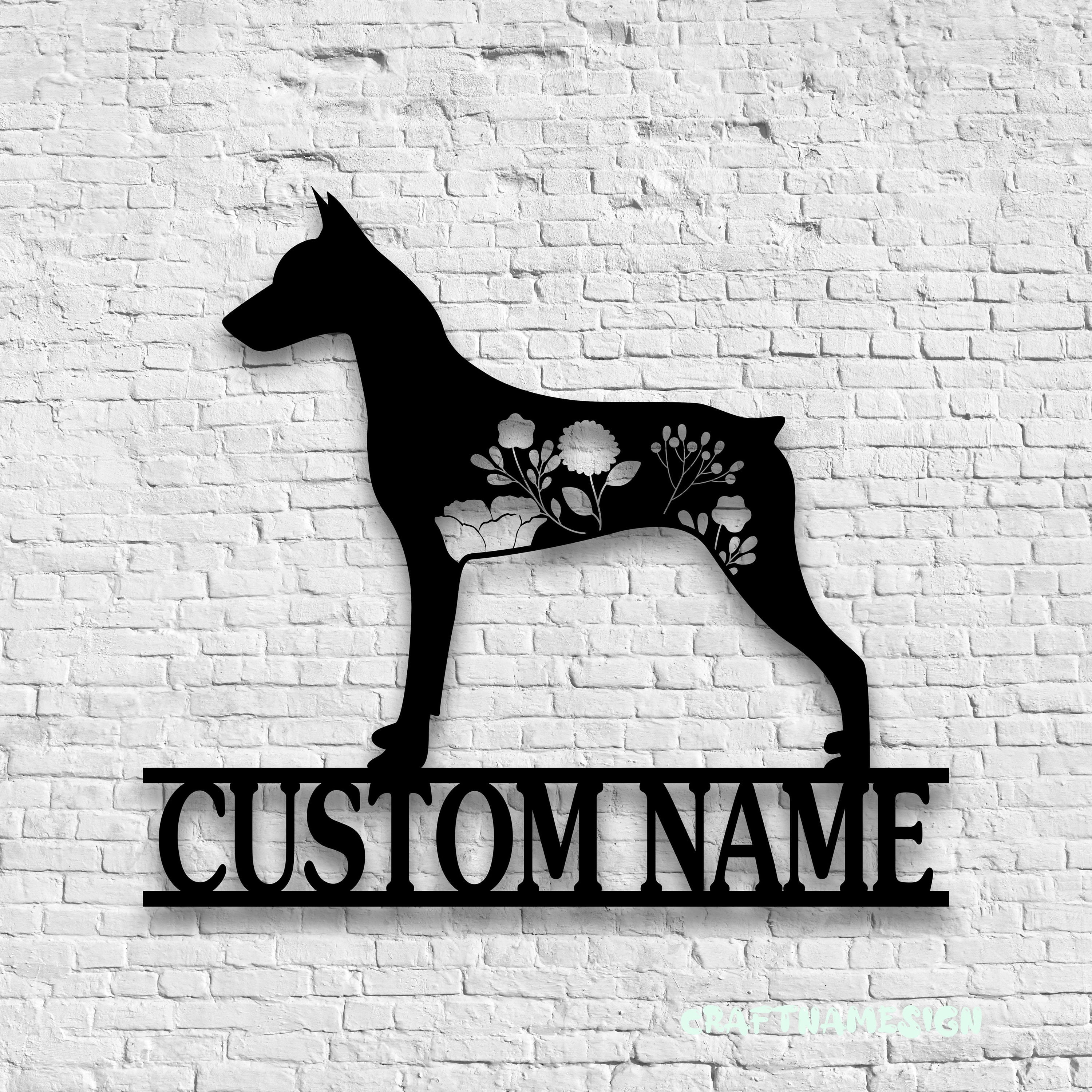 Craftnamesign Custom FLoral German Pinscher Metal Wall Art LED Light ...