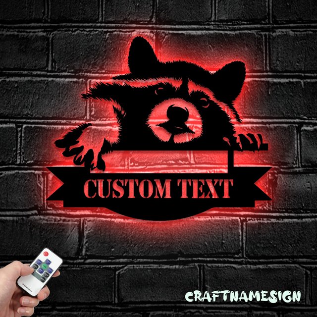 Craftnamesign Custom Peeking Red Panda Bear Metal Wall Art LED Light ...