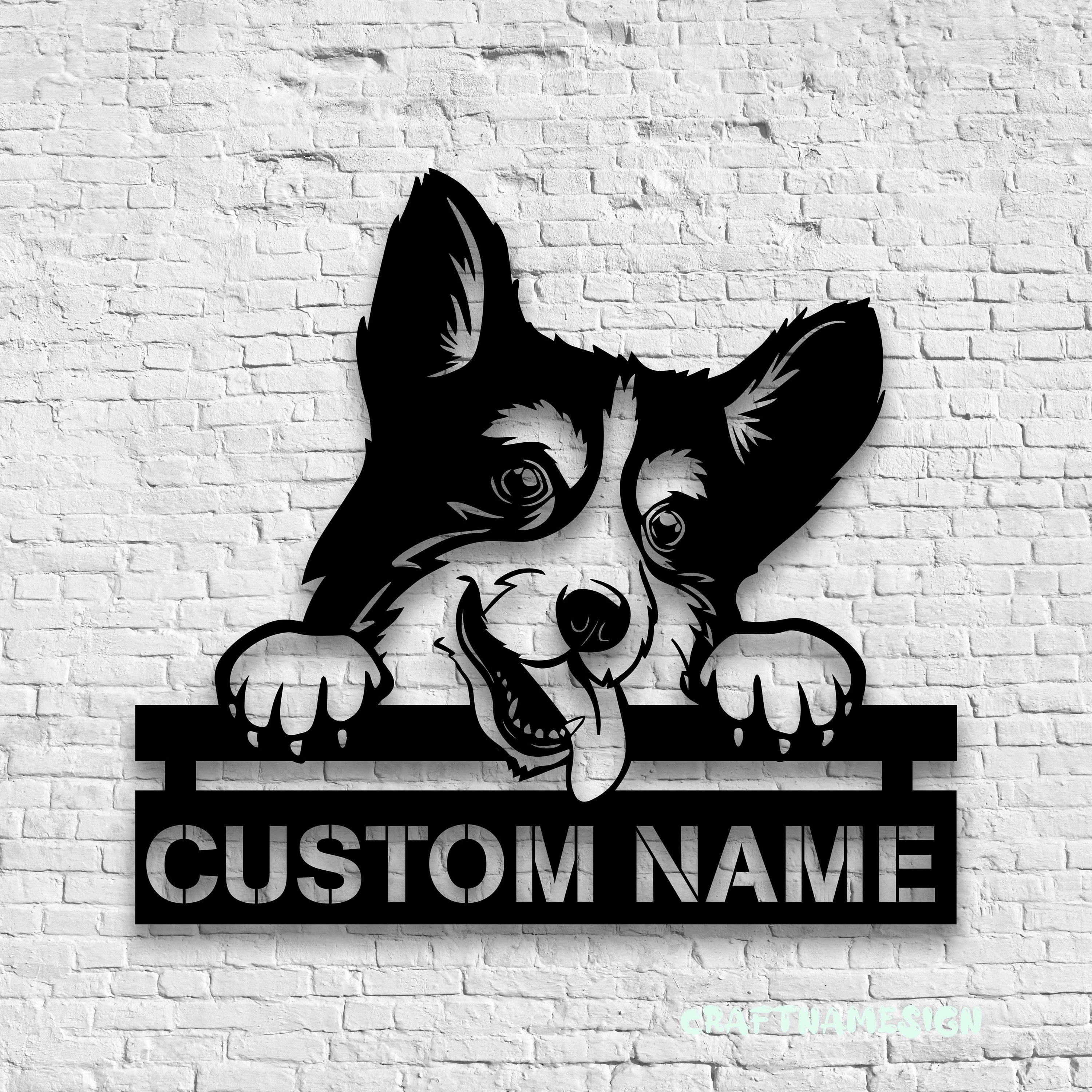 Craftnamesign Custom Peeking Welsh Corgi Metal Wall Art LED Light ...