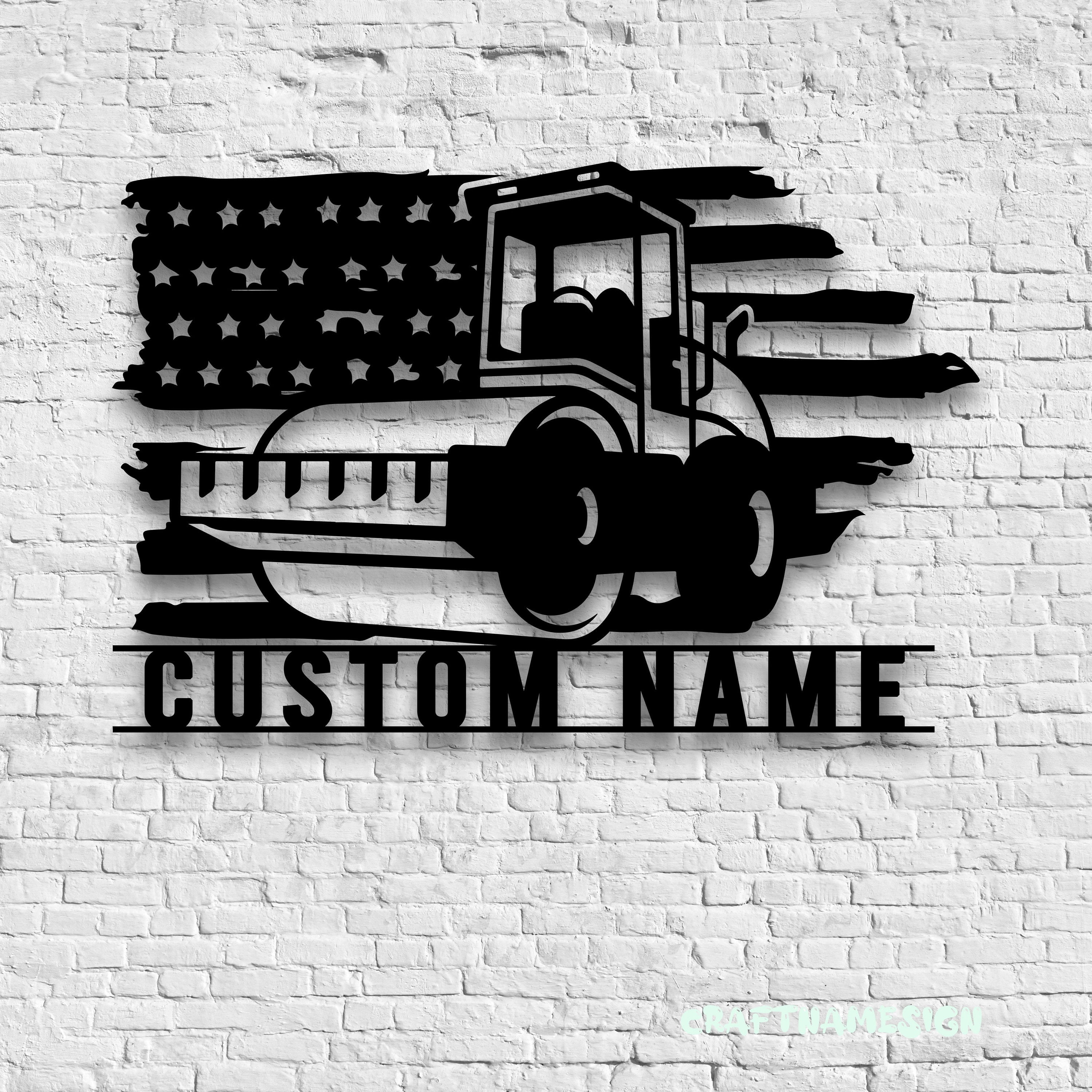 Craftnamesign Custom Asphalt Compactor Metal Wall Art LED Light, Custom ...