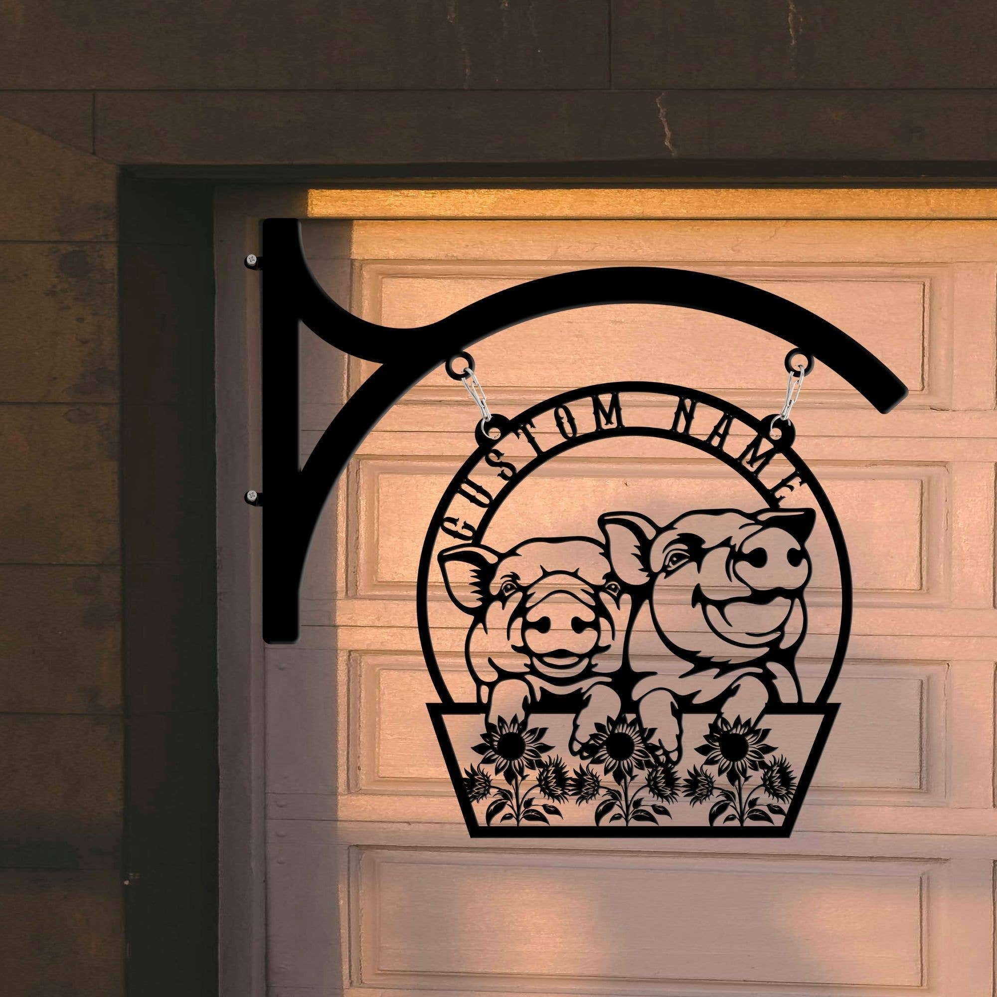 Craftnamesign Custom Pig Farm Metal Hanging Sign, Outdoor Pig Farmhouse ...