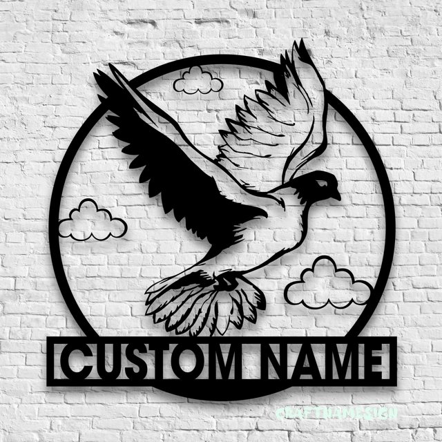 Craftnamesign Custom Pigeon Peace Metal Wall Art LED Light, Homing Bird ...
