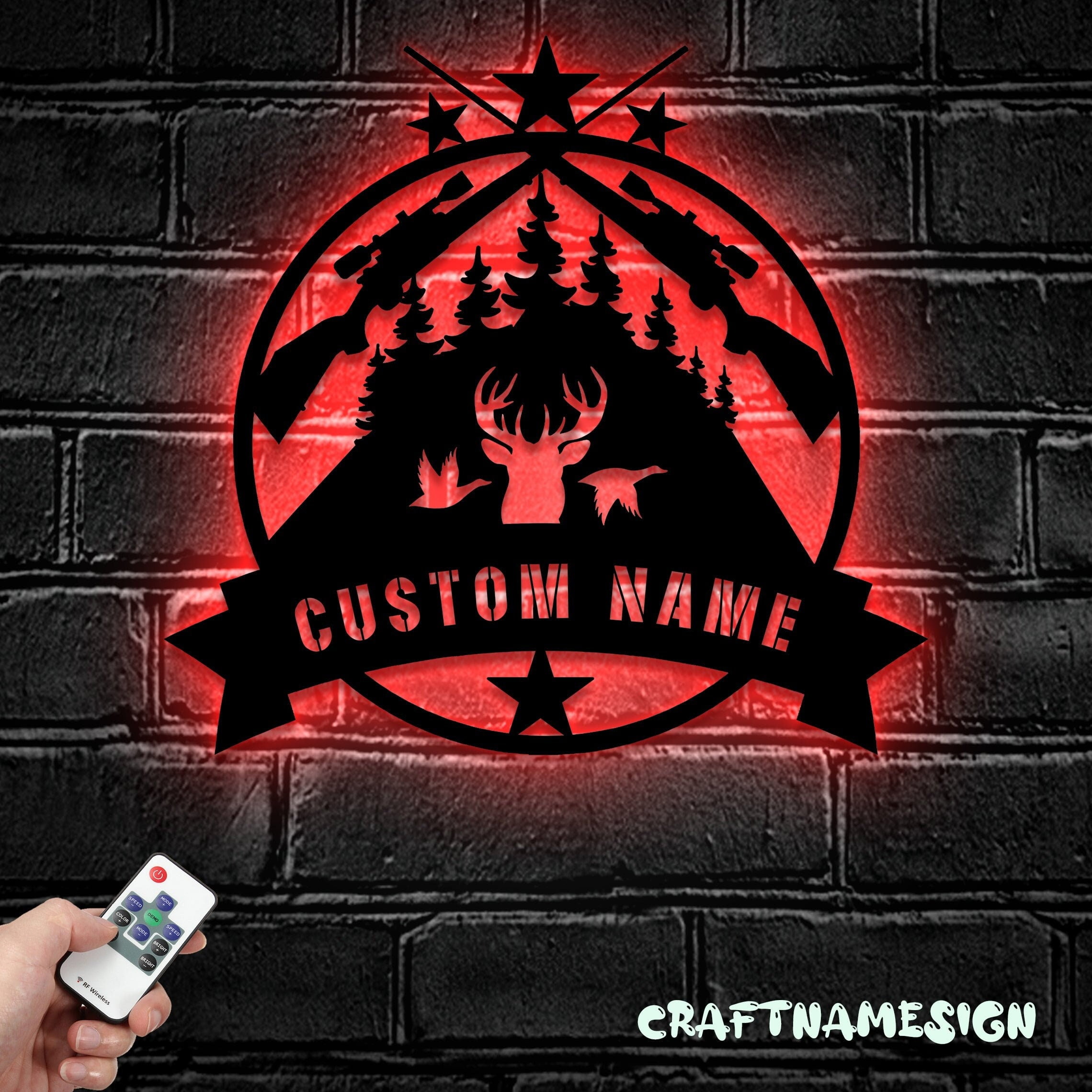 Craftnamesign Custom Deer Duck Hunting Metal Wall Art LED Light ...