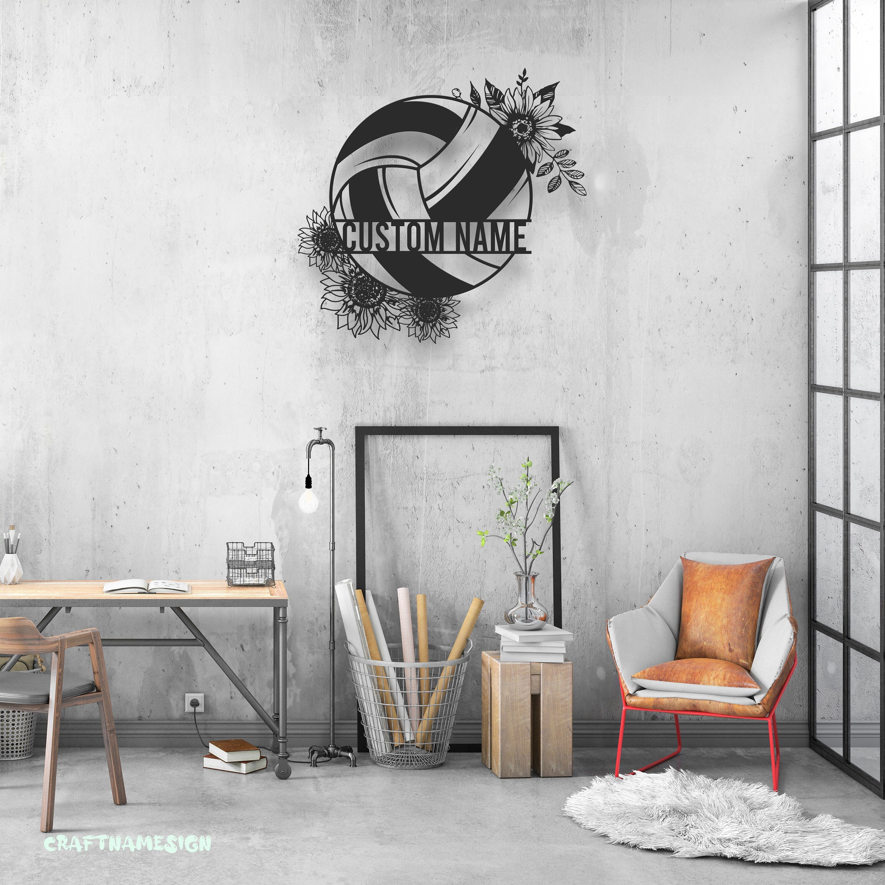 Craftnamesign Custom Sunflower Volleyball Metal Wall Art LED Light ...