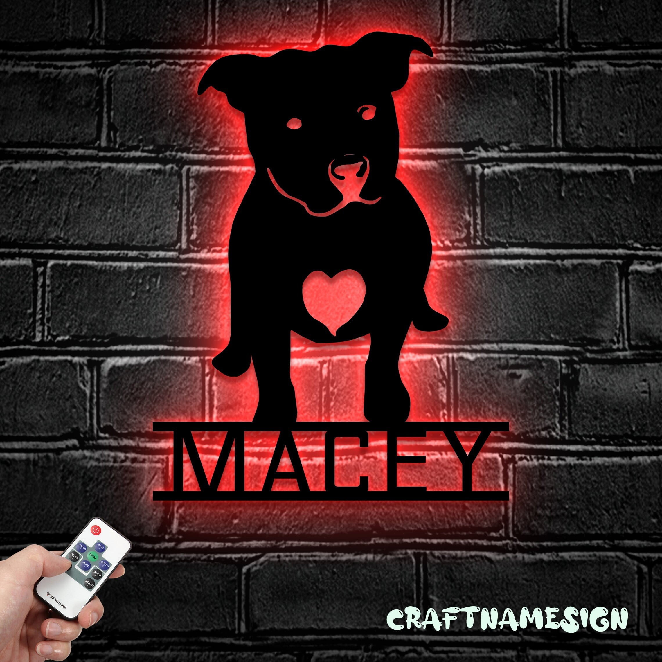 Craftnamesign Custom Pitbull Metal Sign LED Light, Pitbull Sign ...