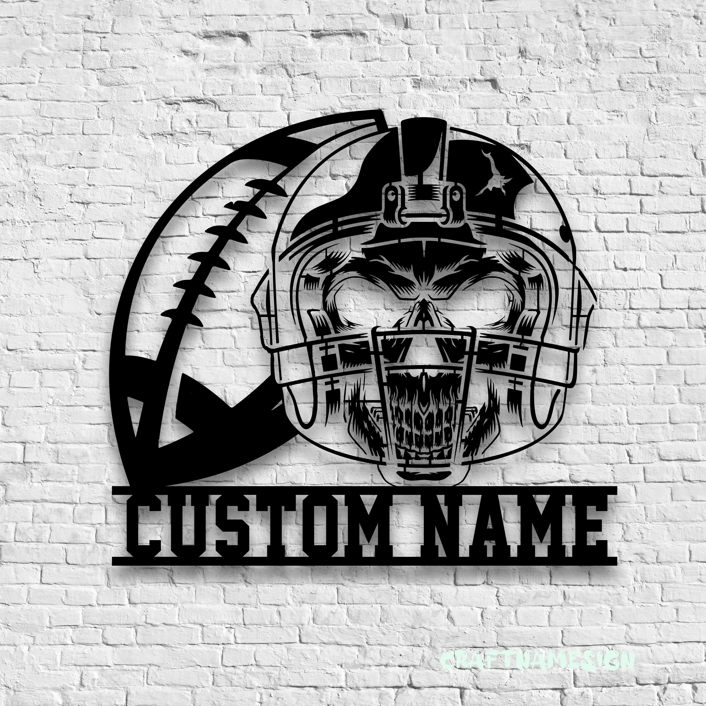 Craftnamesign Custom Skull Football Metal Wall Art LED Light, Custom ...