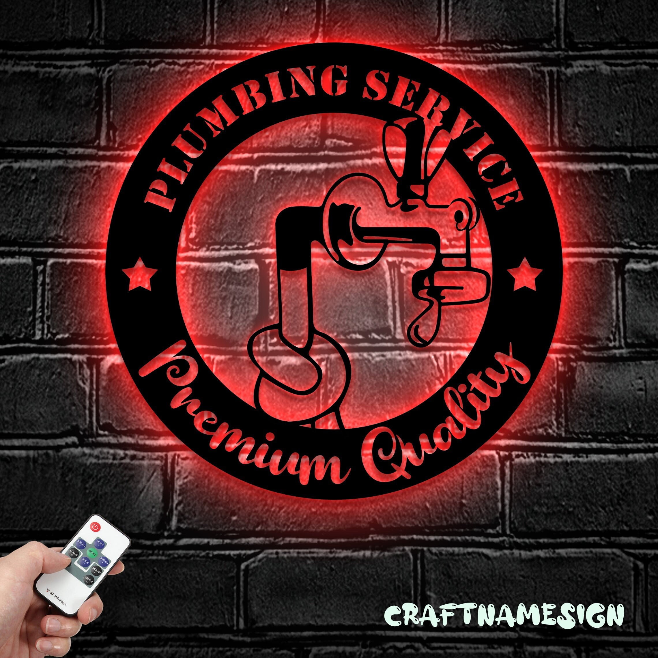 Craftnamesign Custom Plumbing Service Metal Sign LED Light, Plumbing ...