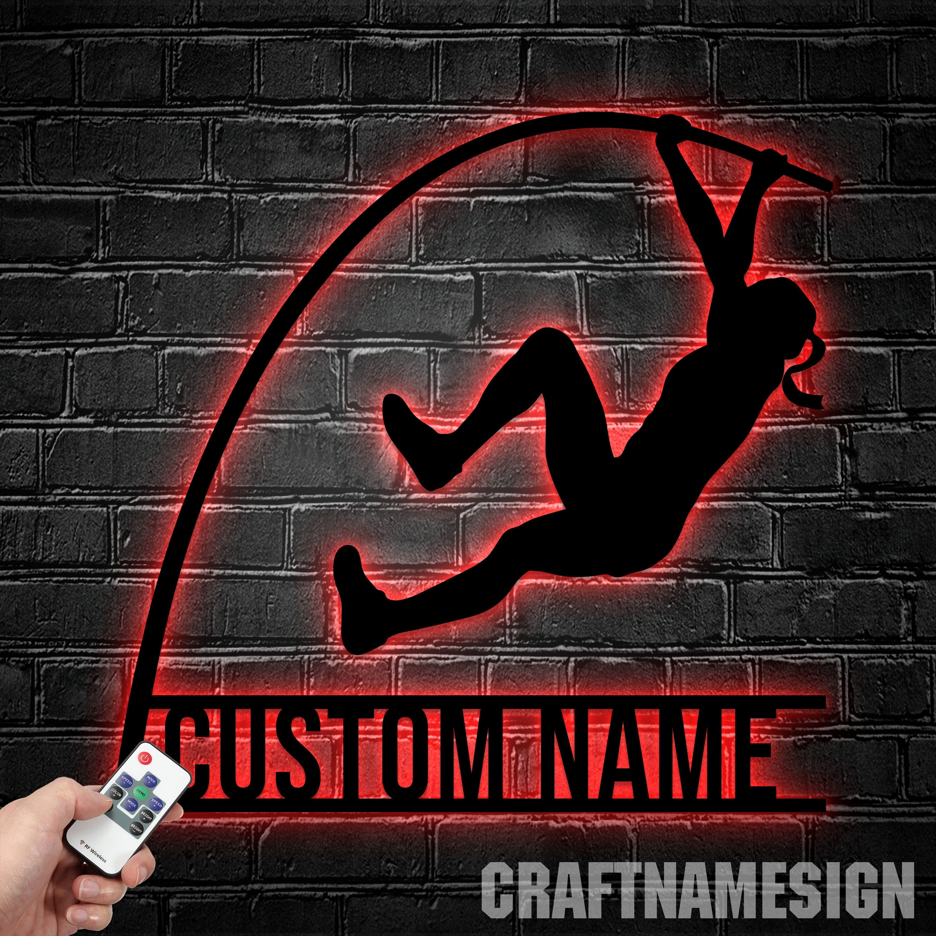 Craftnamesign Custom Pole Vaulter Metal Wall Art LED Light, Custom Girl ...