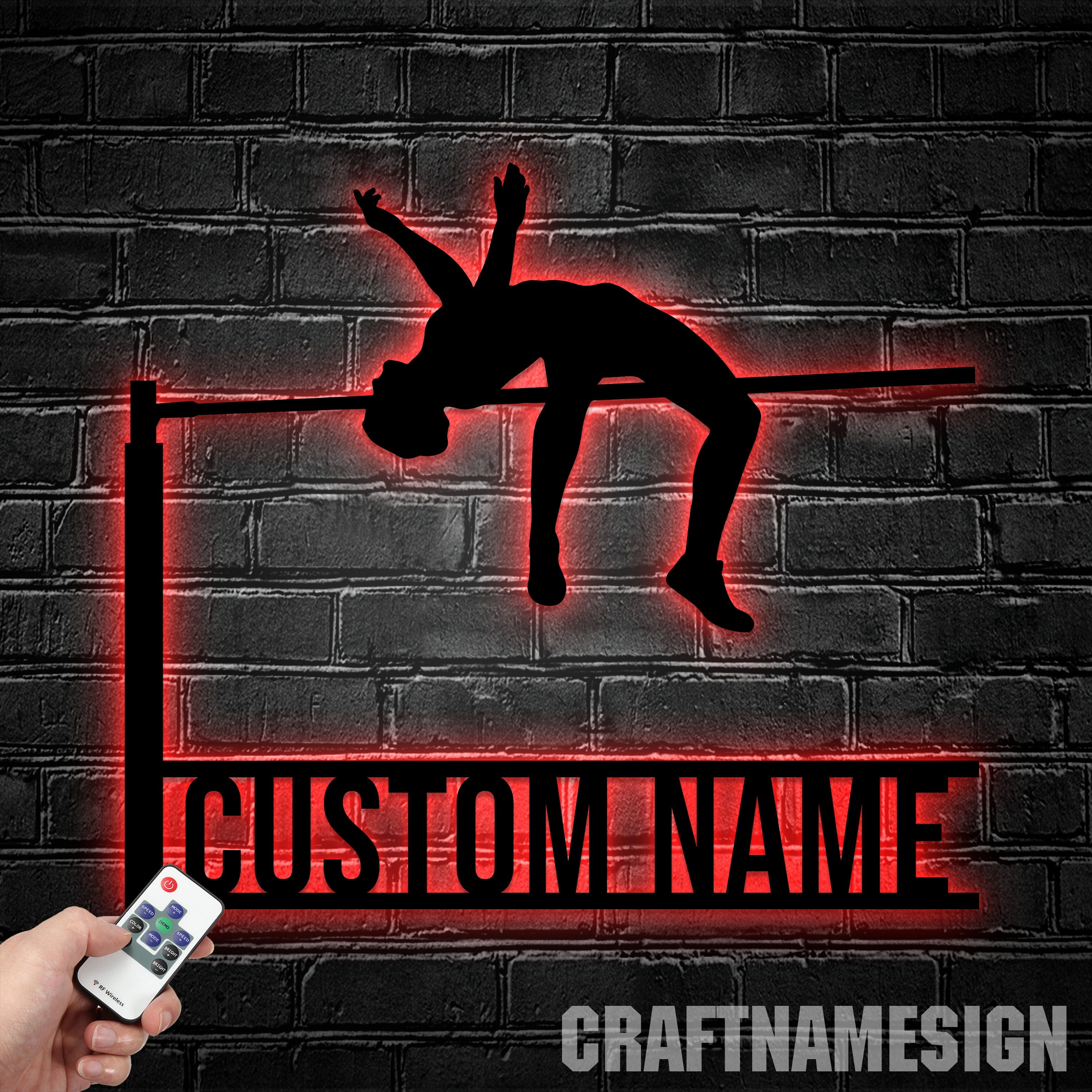 Craftnamesign Custom Pole Vaulter Metal Wall Art LED Light, Custom Male ...