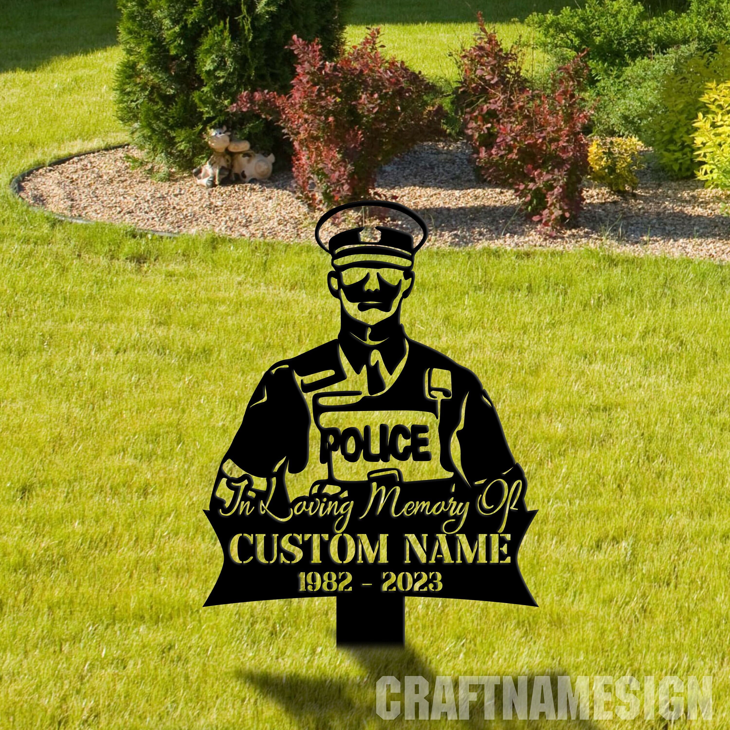Craftnamesign Custom Policeman Memorial Metal Stake, Police Grave ...