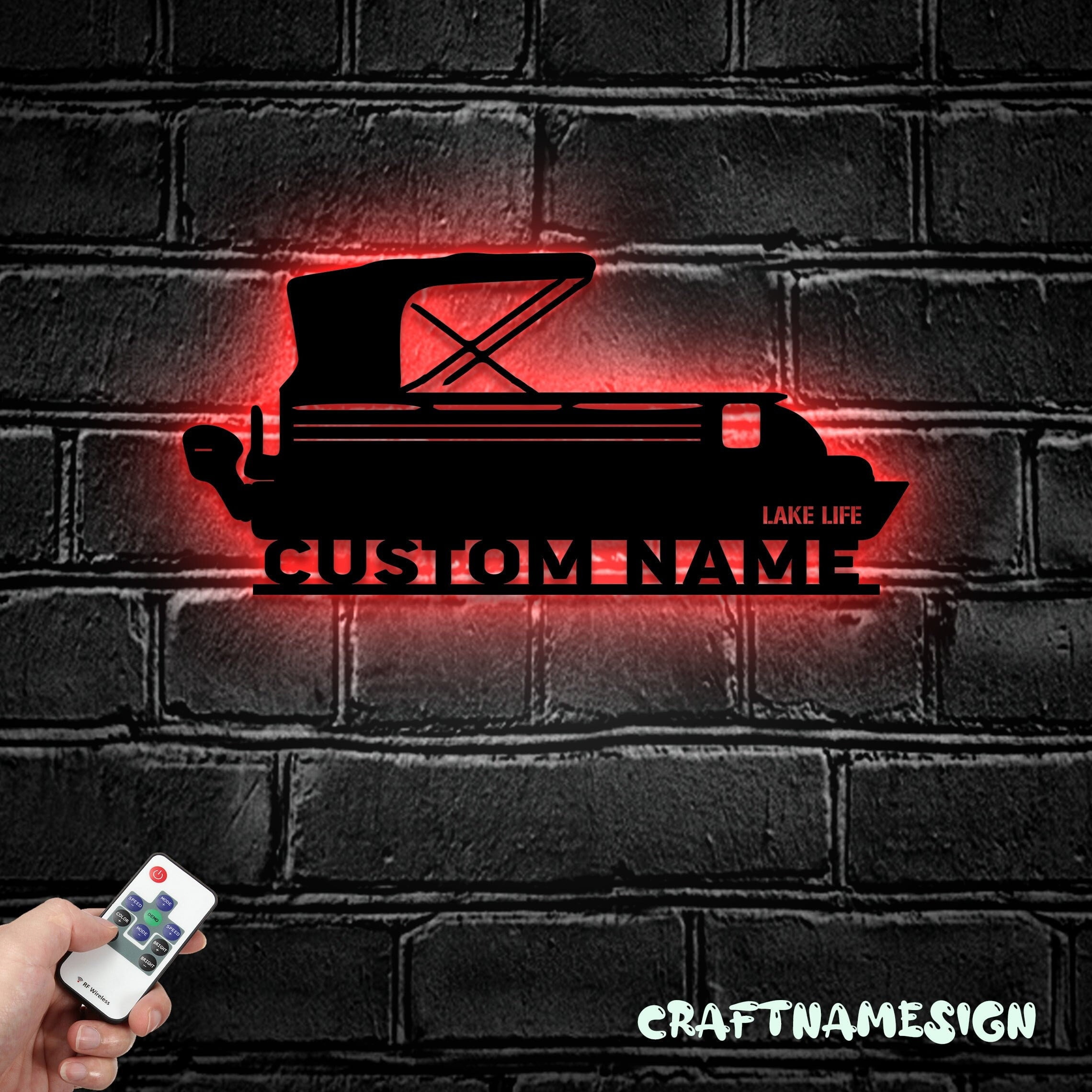 Craftnamesign Custom Pontoon Lake House Metal Wall Art LED Light, Boat Lake Sign, Lake Life ...