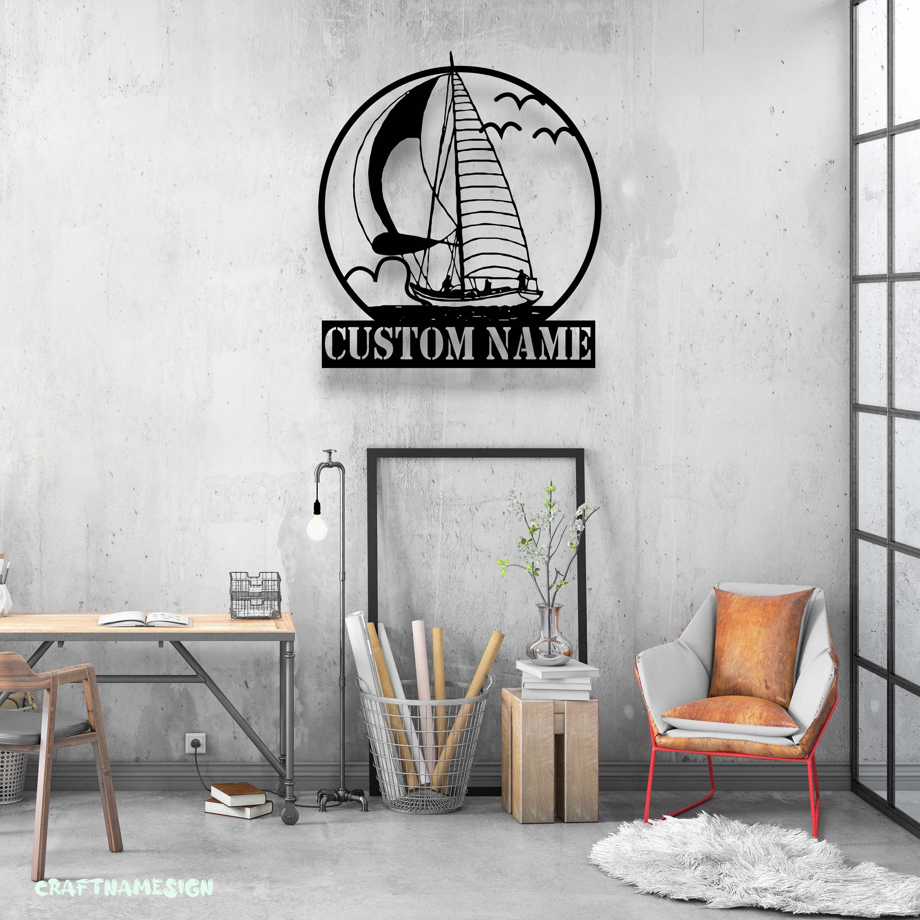 Craftnamesign Custom Pontoon Lake House Metal Wall Art LED Light, Custom Boat Lake Name Sign ...