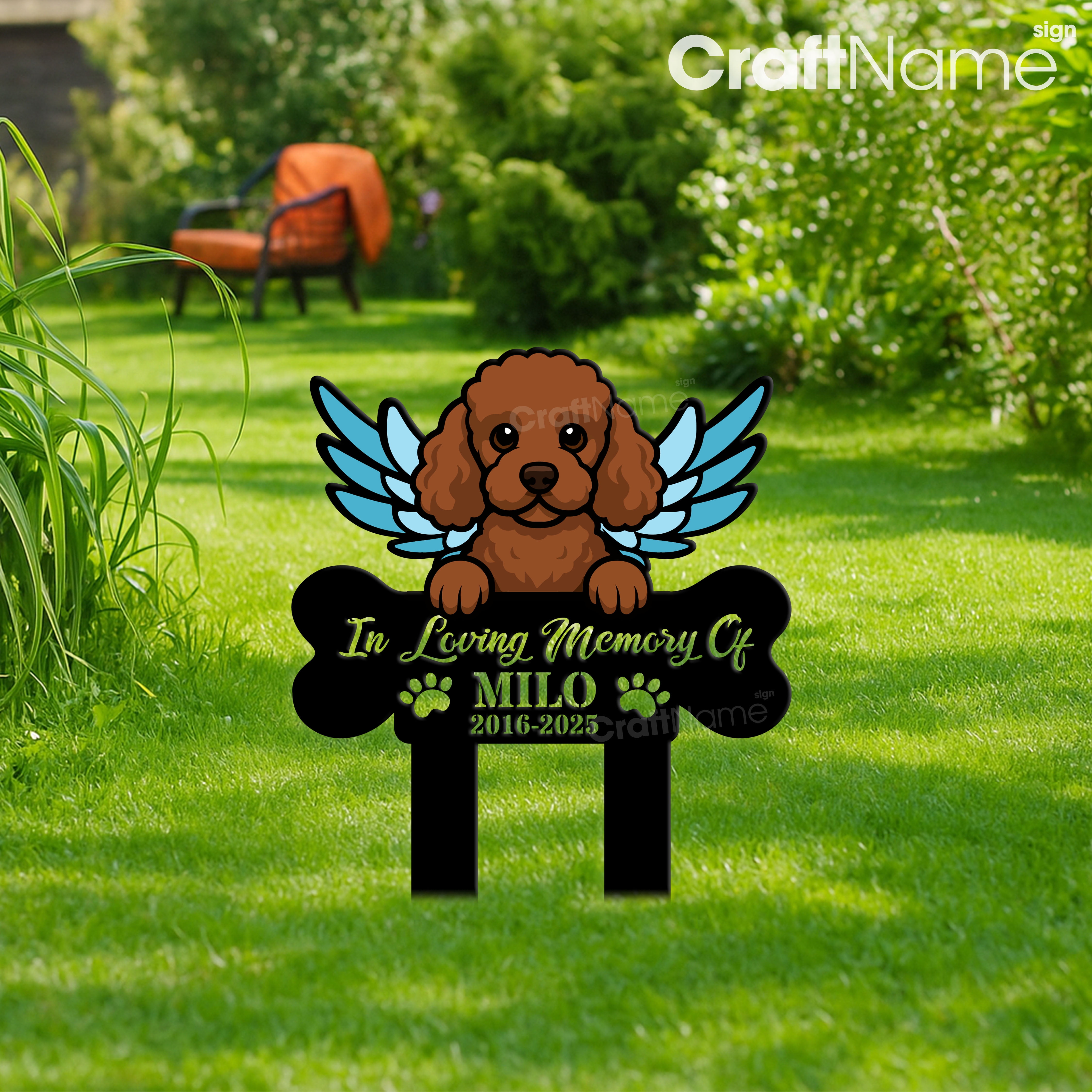 Craftnamesign Custom Poodle Dog Memorial Metal Garden Stake Decor ...