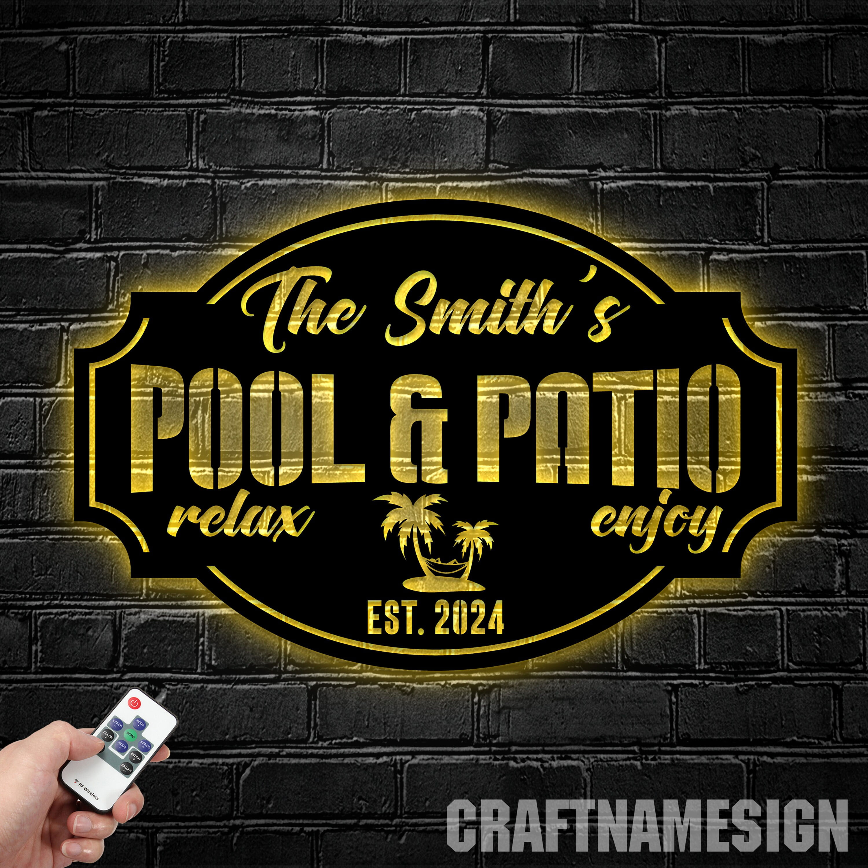 Craftnamesign Custom Pool And Patio Metal Wall Art, Personalized Pool ...