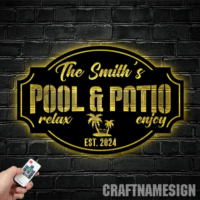 Craftnamesign Custom Pool And Patio Metal Wall Art, Personalized Pool ...