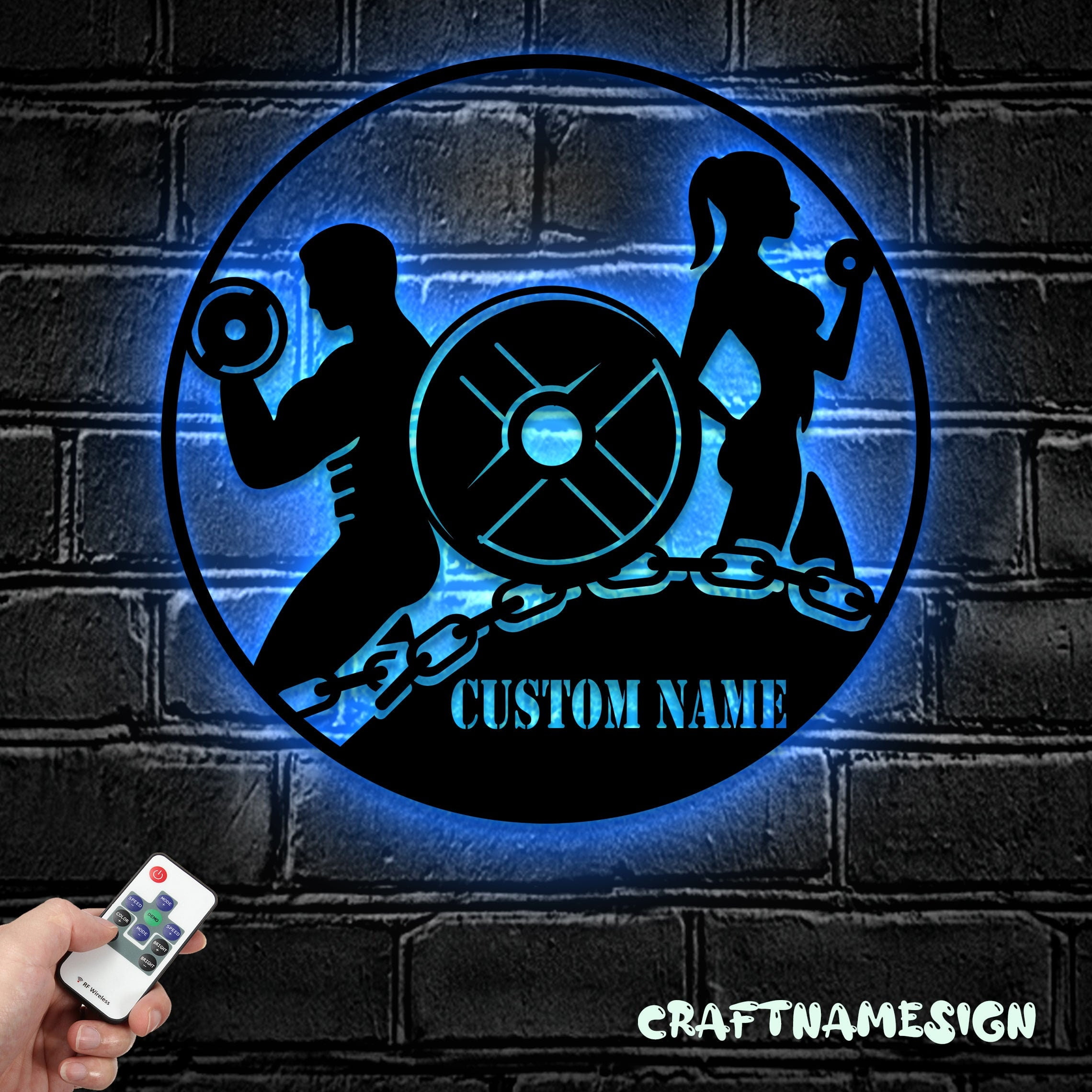 Craftnamesign Custom Powerlifting Metal Sign LED Light, Deadlift ...