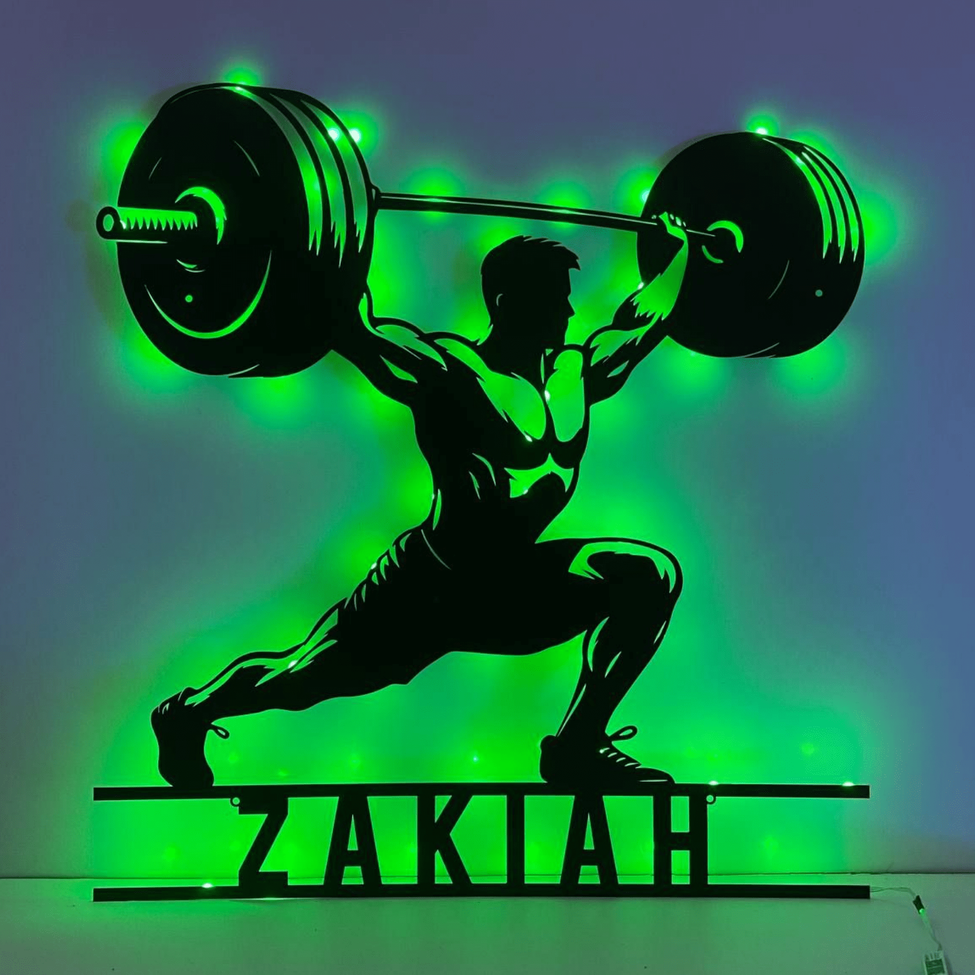 Craftnamesign Custom Powerlifting Metal Wall Art LED Light ...