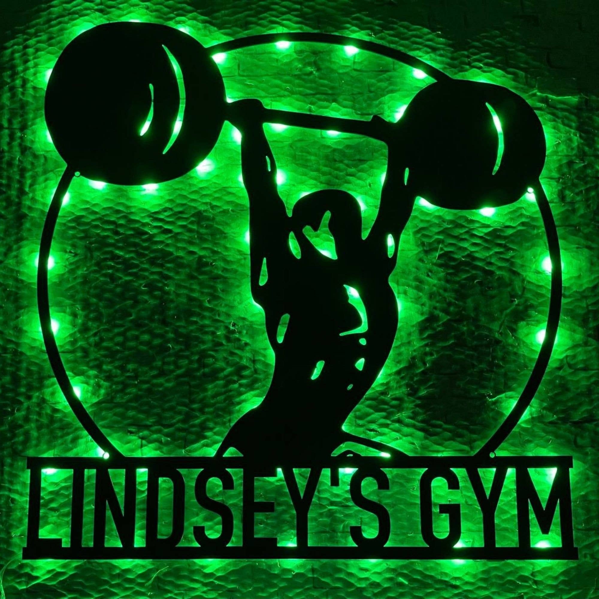 Craftnamesign Custom Powerlifting Workout Metal Wall Art LED Light ...