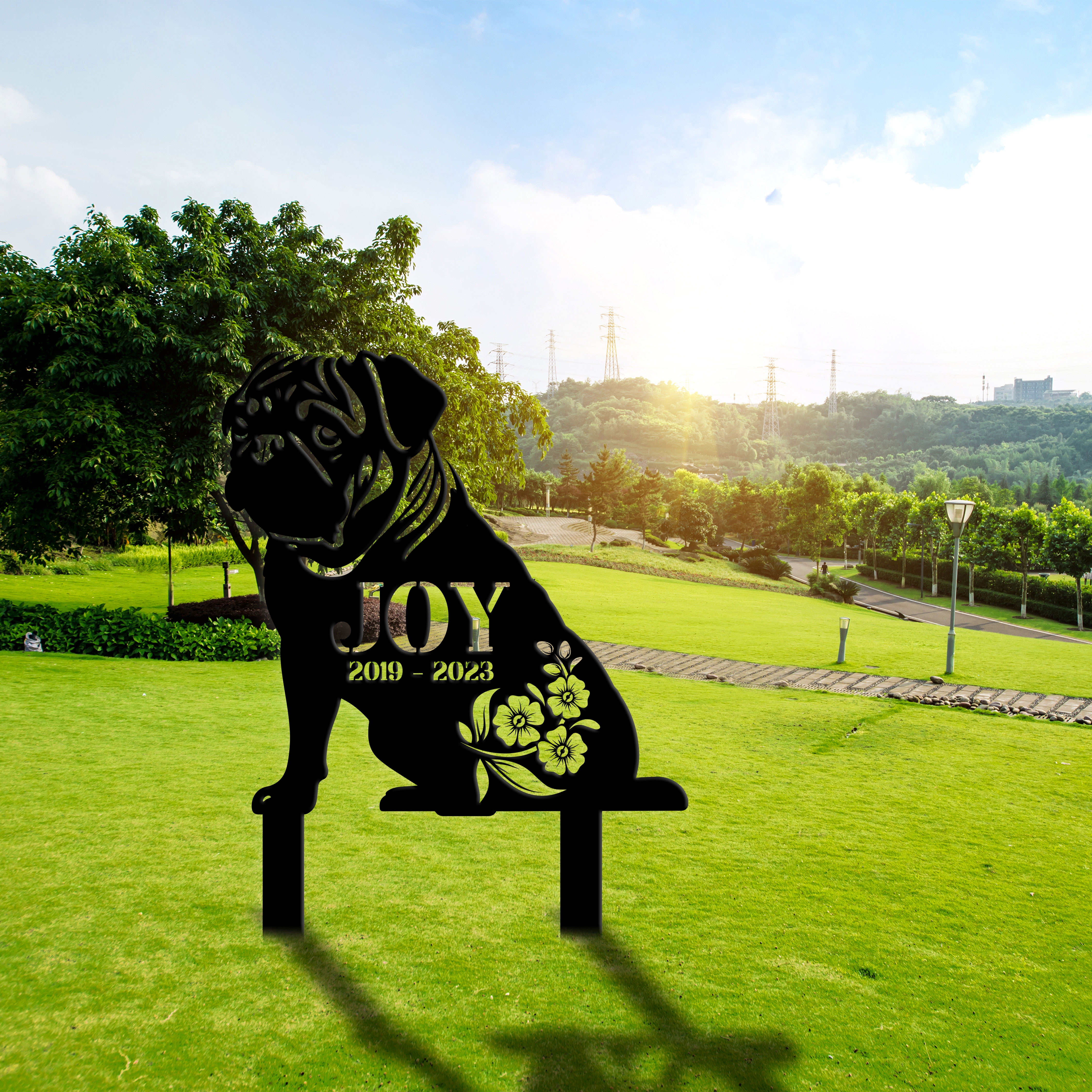 Craftnamesign Custom Pug Dog Memorial Stake Grave Markers, Pet Memorial ...