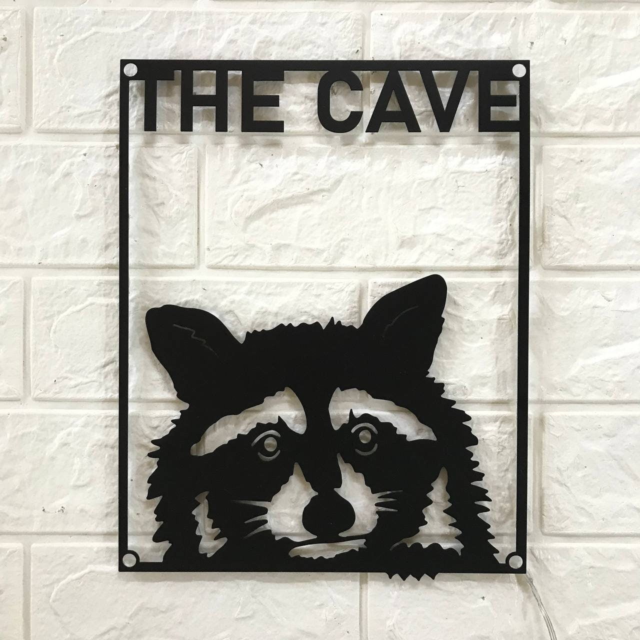 Craftnamesign Custom Raccoon Metal Wall Art LED Light, Woodland Animal ...