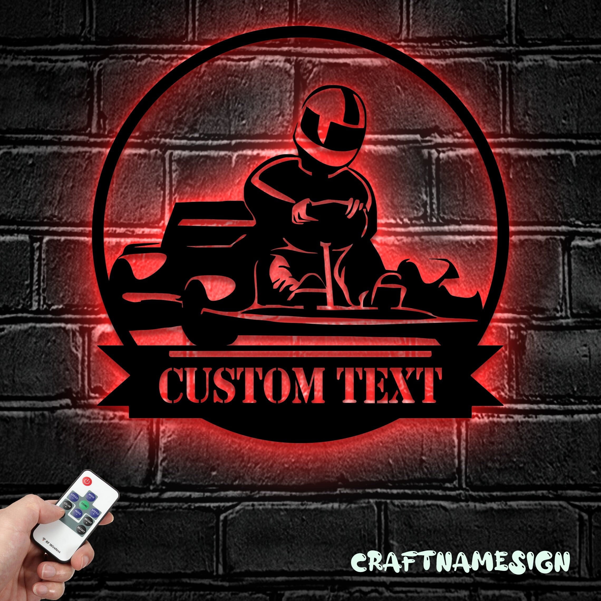 Craftnamesign Custom Racing Flag Metal Wall Art LED Light, Personalized ...