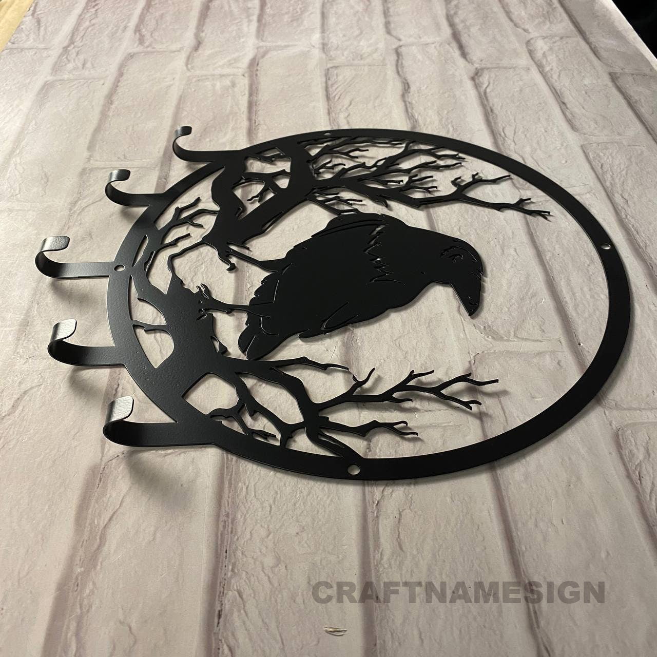Craftnamesign Custom Raven Metal Key Holder, Crow Moon Metal Sign ...