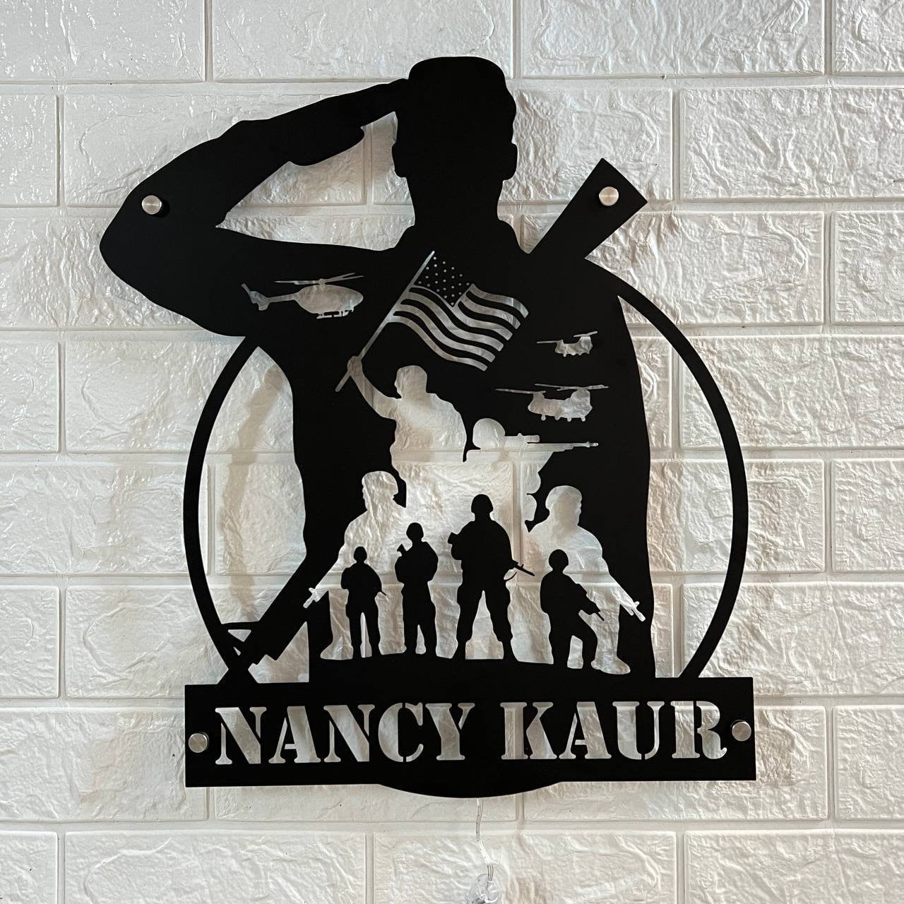 Craftnamesign Custom US Soldier Military Metal Wall Art LED Light ...