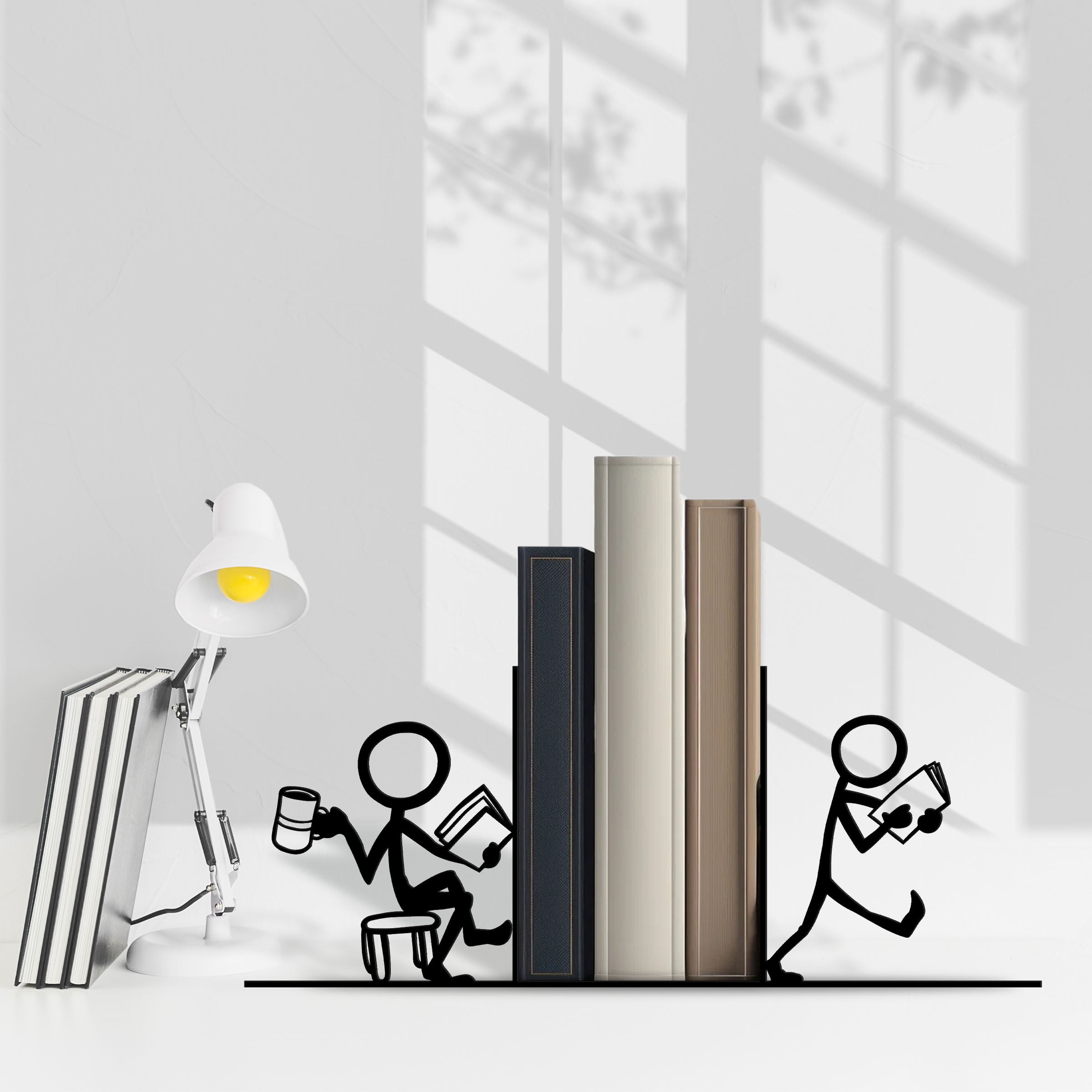 Craftnamesign Custom Reading Book Bookends for Shelves, Metal Table ...