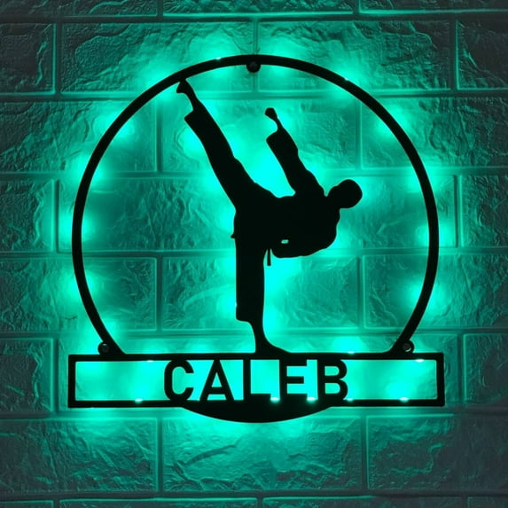 Craftnamesign Custom Kid Karate Martial Arts Metal Wall Art LED Light ...