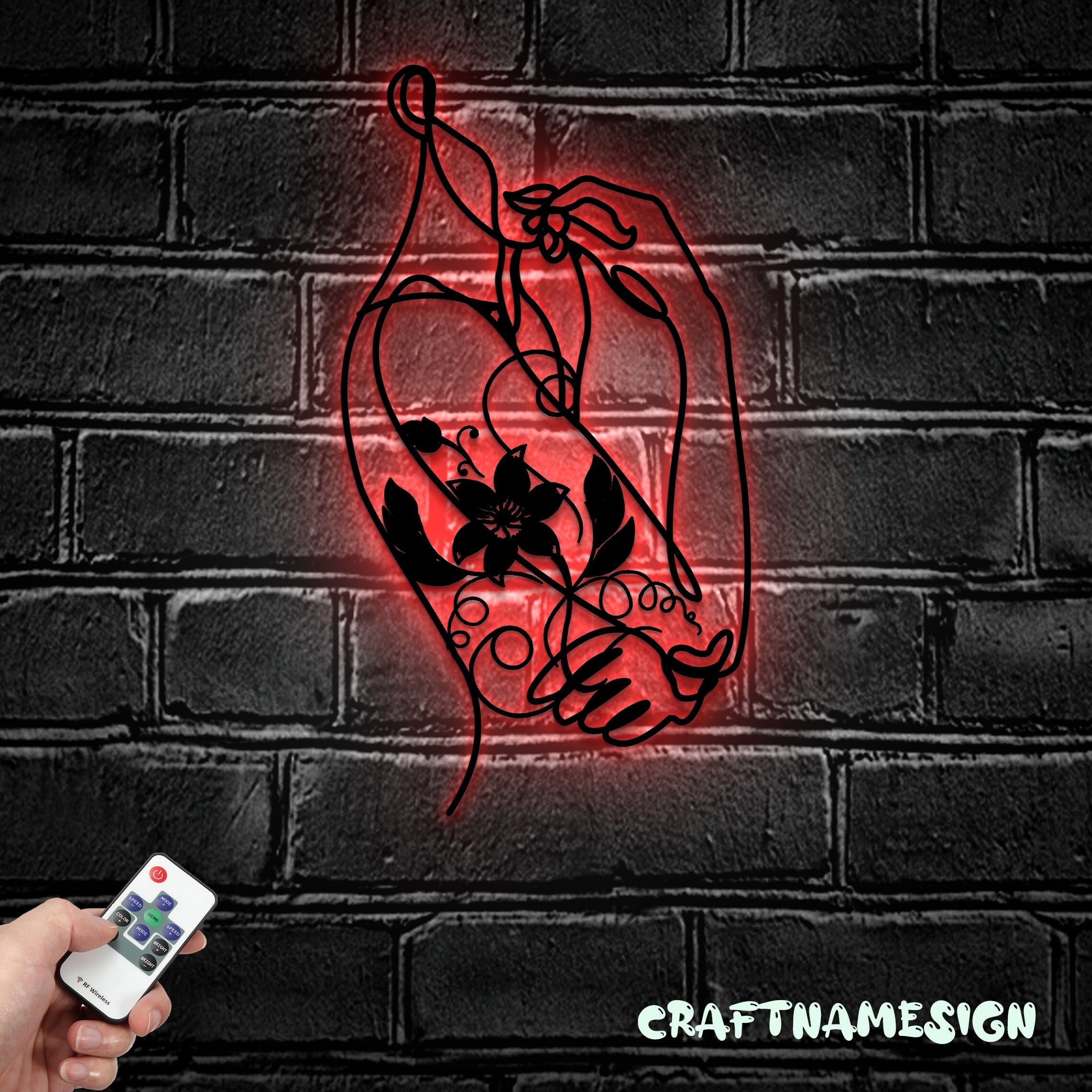 Craftnamesign Snowdrop Flower Women Line Art Metal Sign LED Light, Girl ...