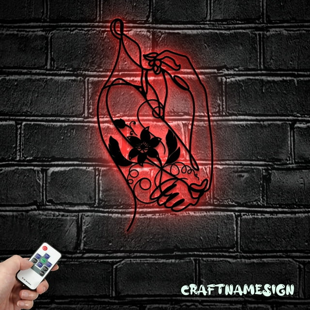 Craftnamesign Snowdrop Flower Women Line Art Metal Sign LED Light, Girl ...