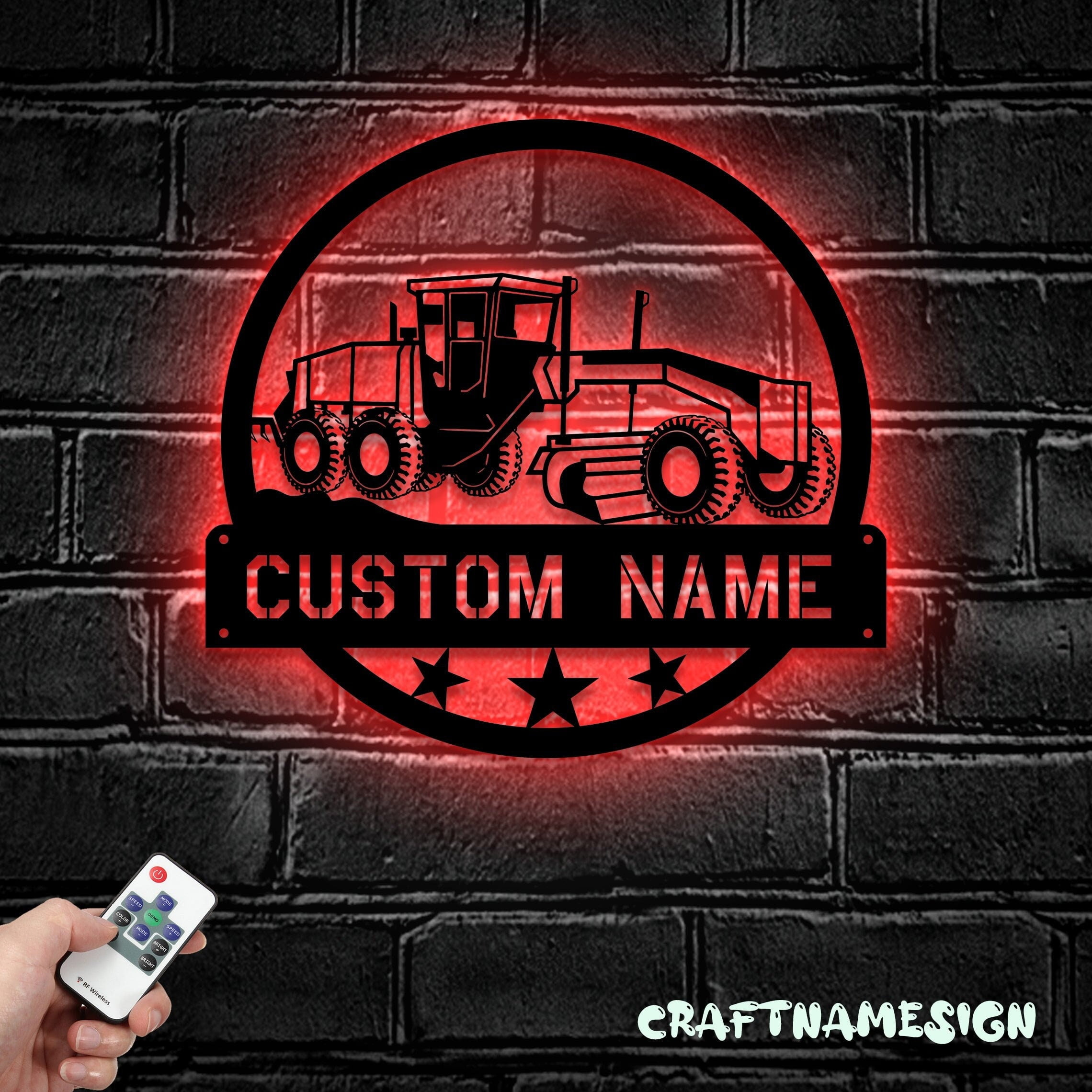 Craftnamesign Custom Road Grader Metal Wall Art LED Light, Custom Heavy ...