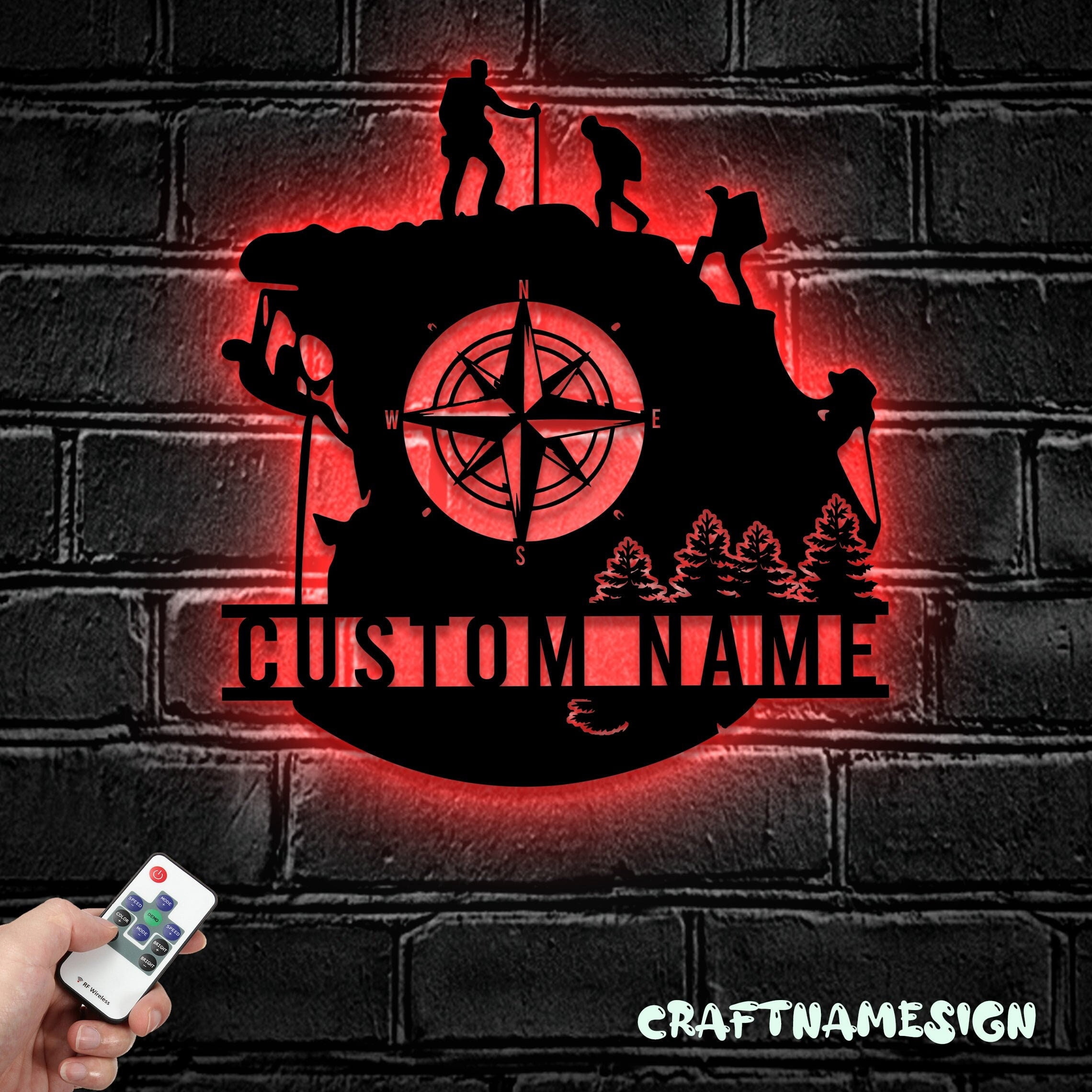 Craftnamesign Custom Rock Climbing Metal Wall Art Led Light ...
