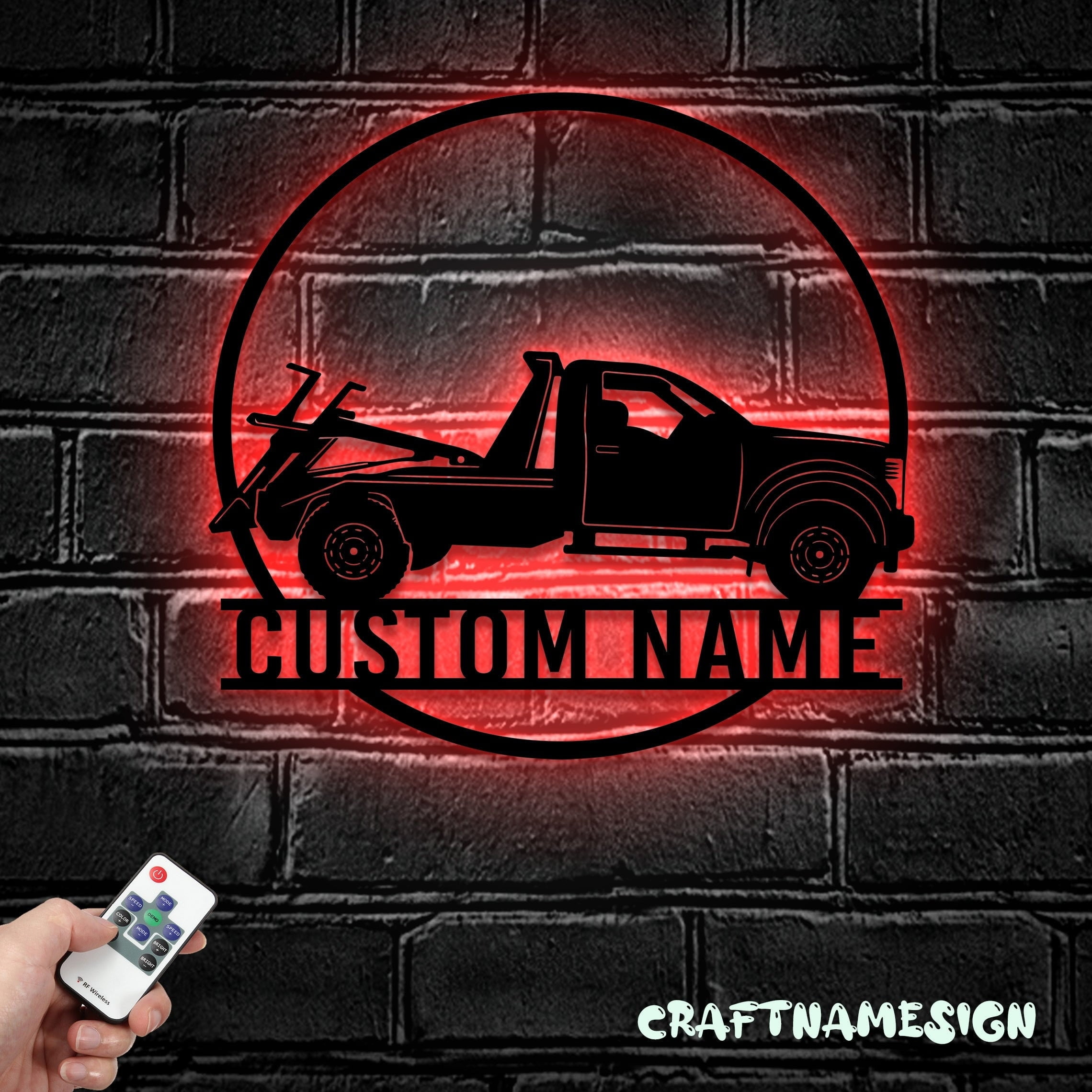 Craftnamesign Custom Rotator Tow Truck Driver Metal Wall Art LED Light ...