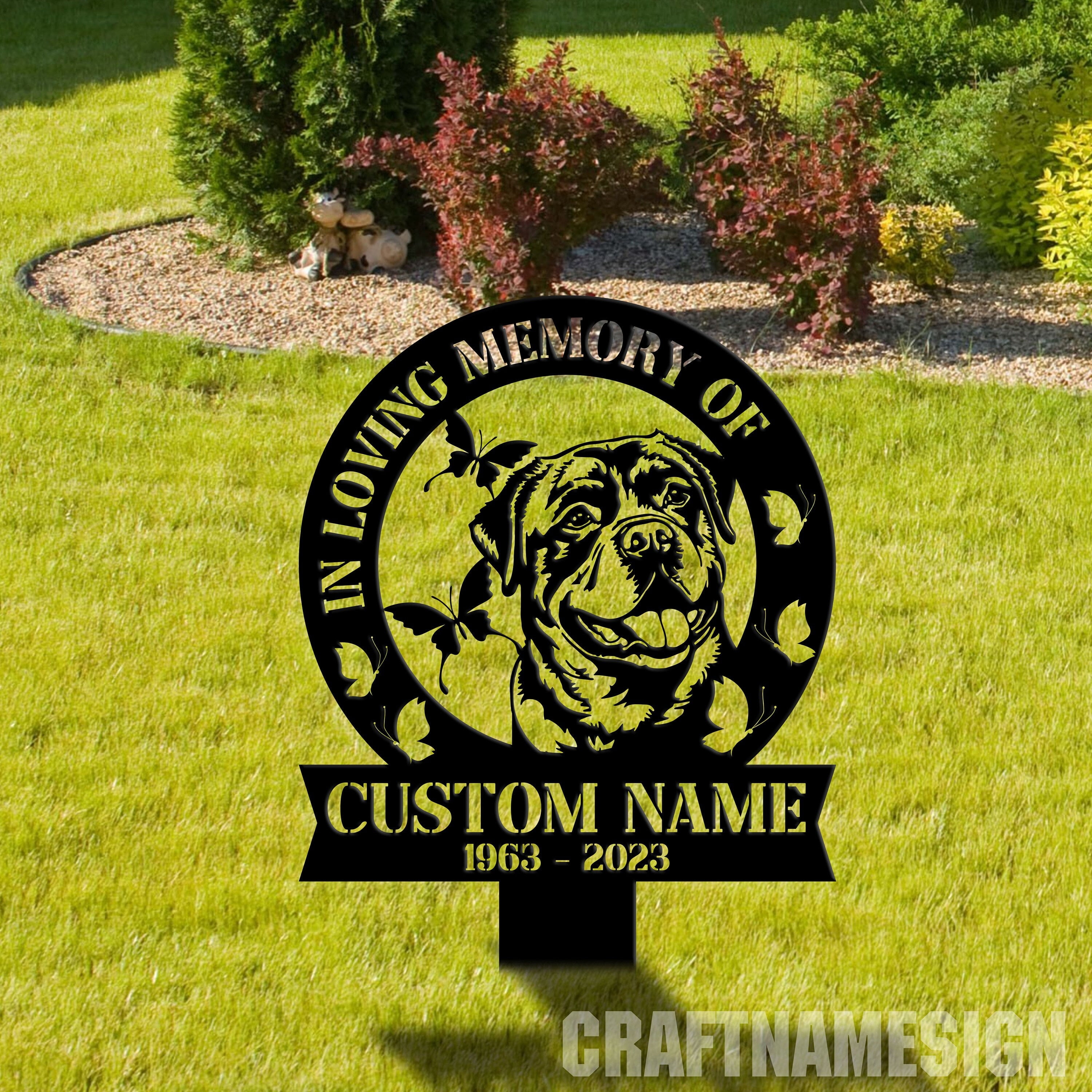 Craftnamesign Custom Rottweiler Memorial Stake, Dog Metal Stake ...