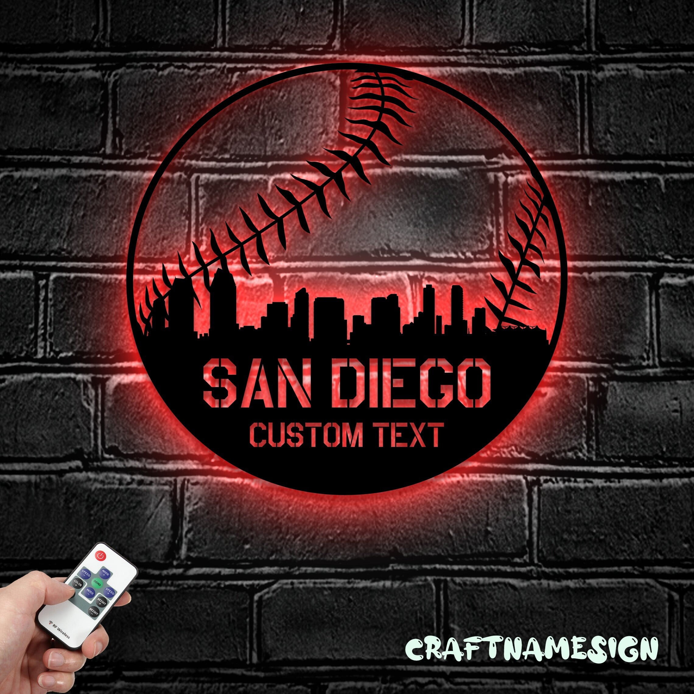 Craftnamesign Custom San Diego Skyline Metal Wall Art LED Light ...