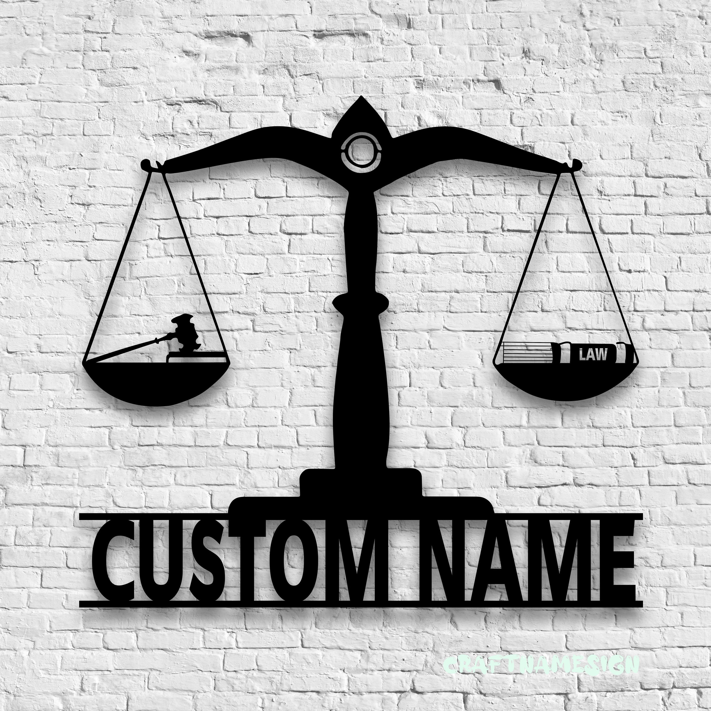 Craftnamesign Custom Scales Of Justic Metal Wall Art Led Light, Custom ...