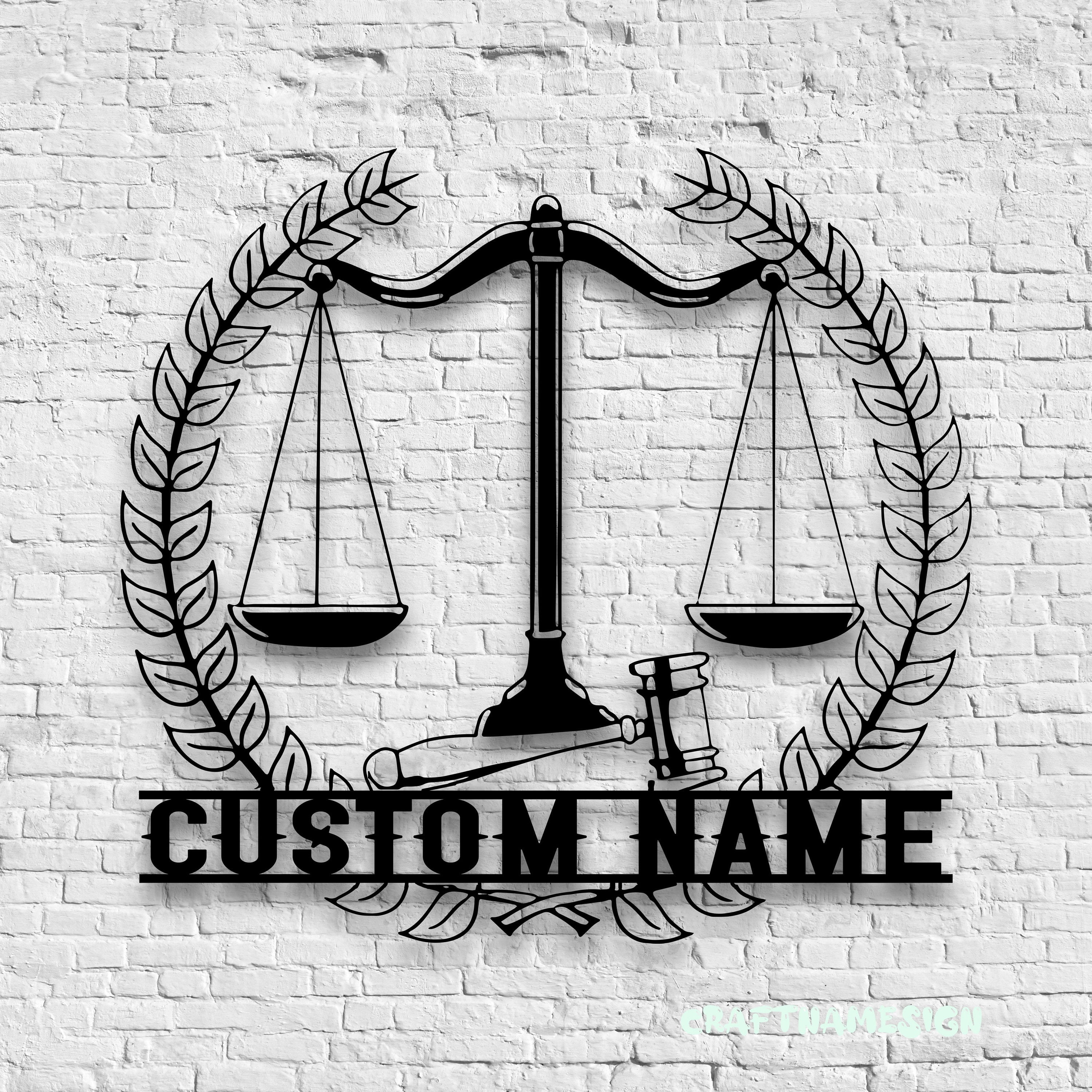 Craftnamesign Custom Scales Of Justic Metal Wall Art Led Light, Custom ...