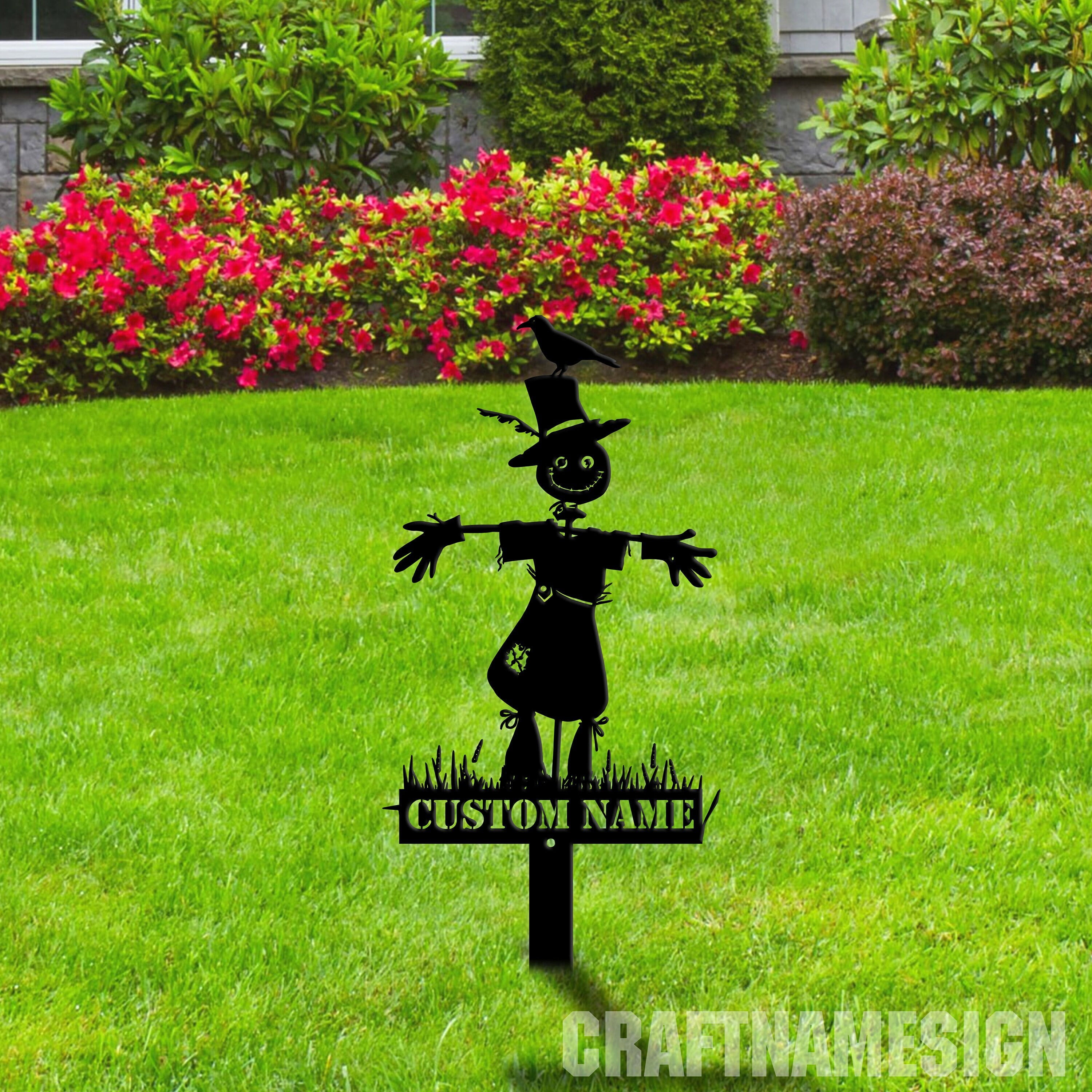 Craftnamesign Custom Scarecrow Halloween Metal Sign With Stakes ...