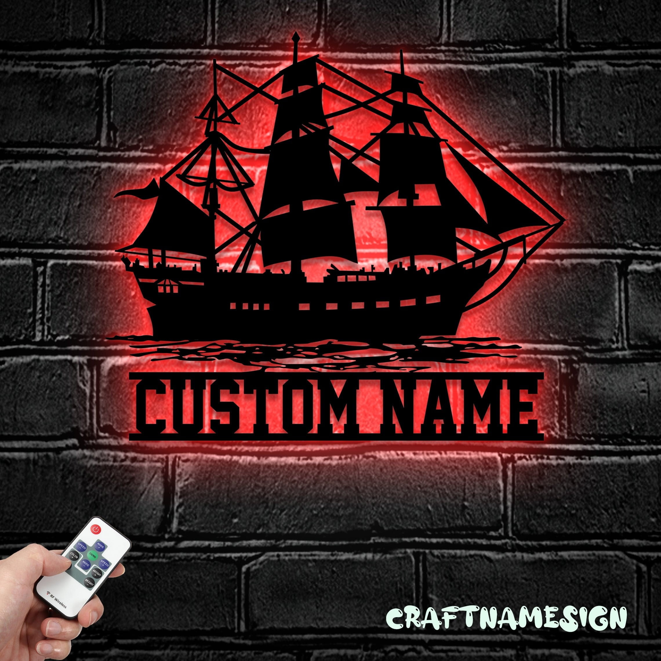 Craftnamesign Custom Schooner Sailing Metal Sign LED Light ...