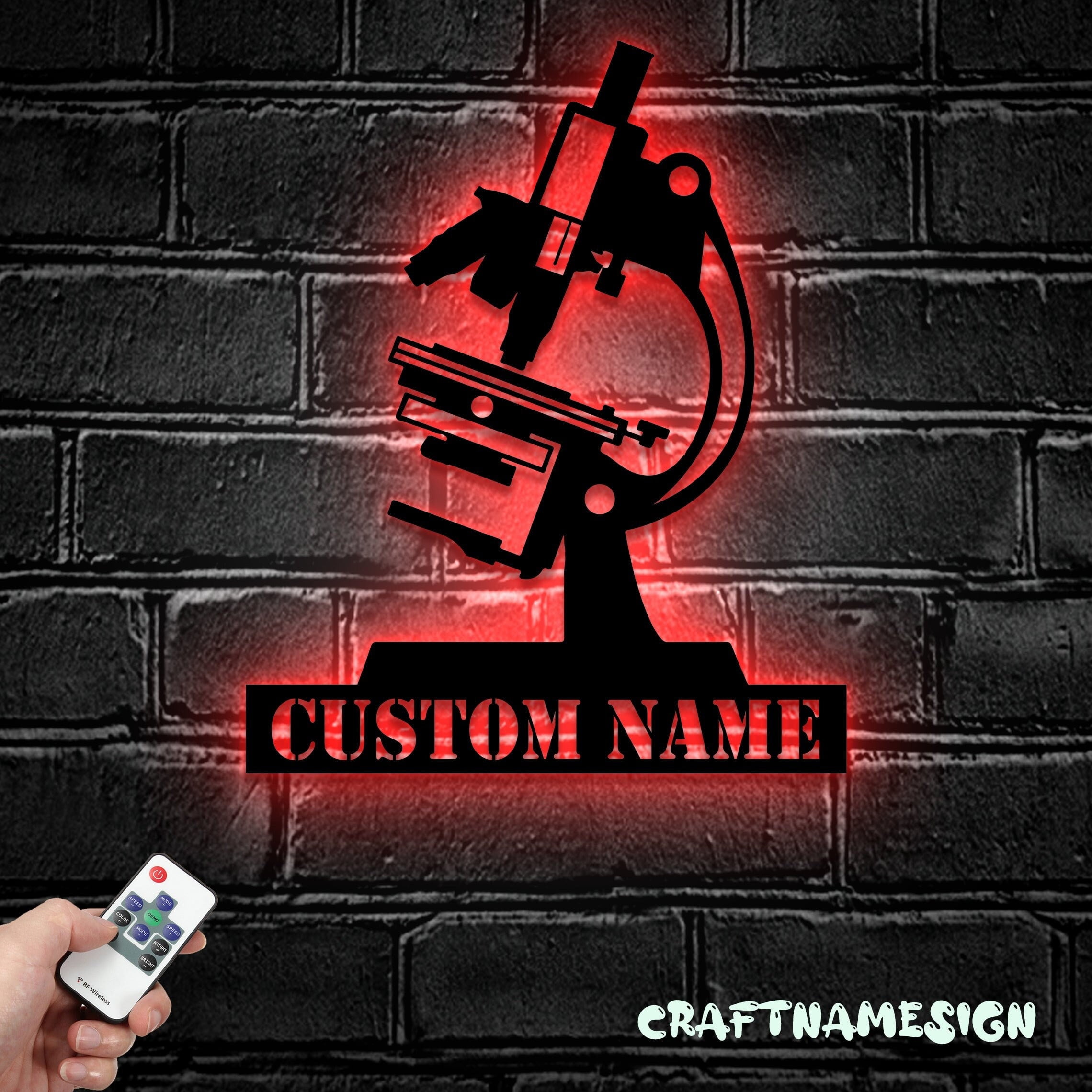 Craftnamesign Custom Scientist Microscope Metal Wall Art LED Light ...