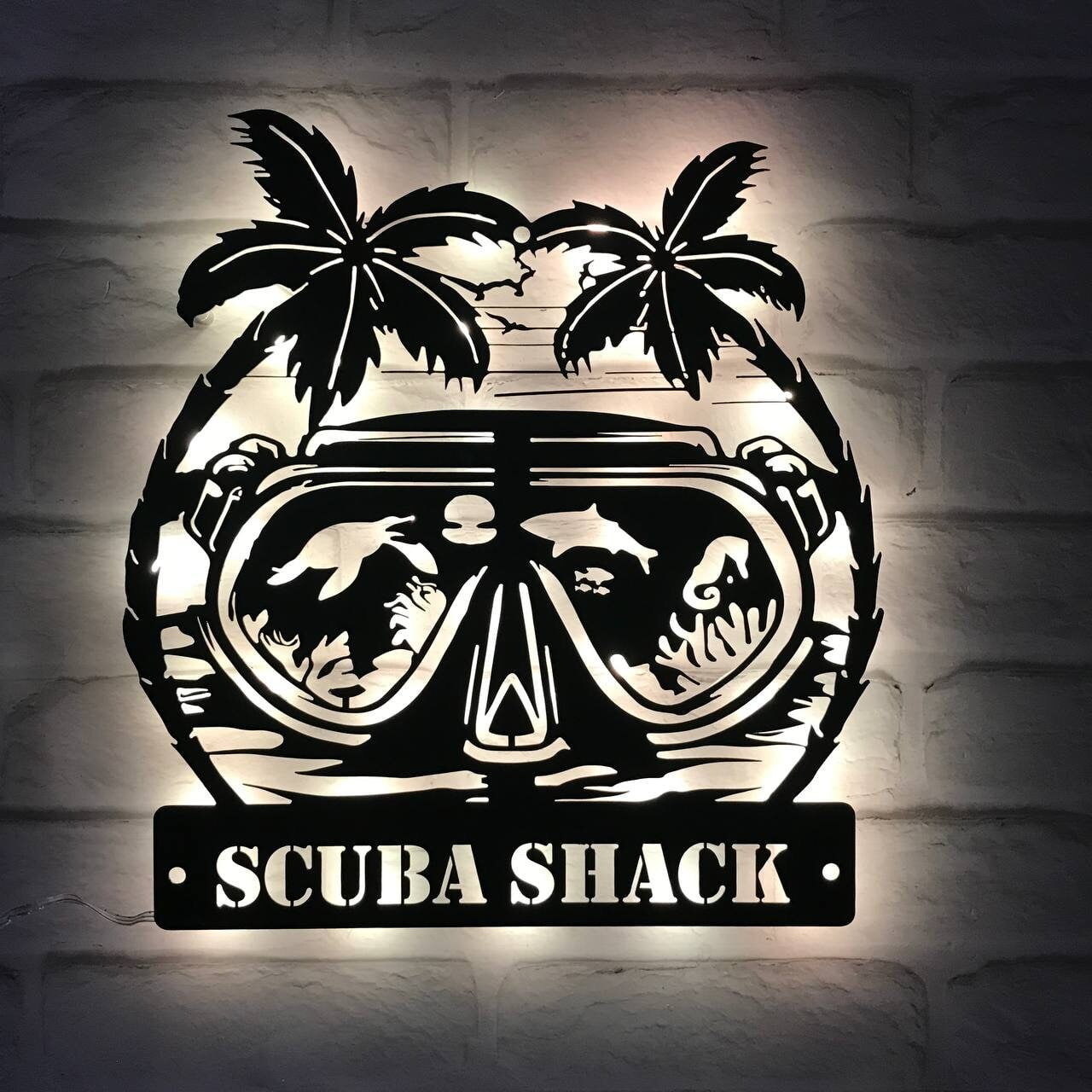 Craftnamesign Custom Scuba Diving Beach Mask Metal Wall Art LED Light ...