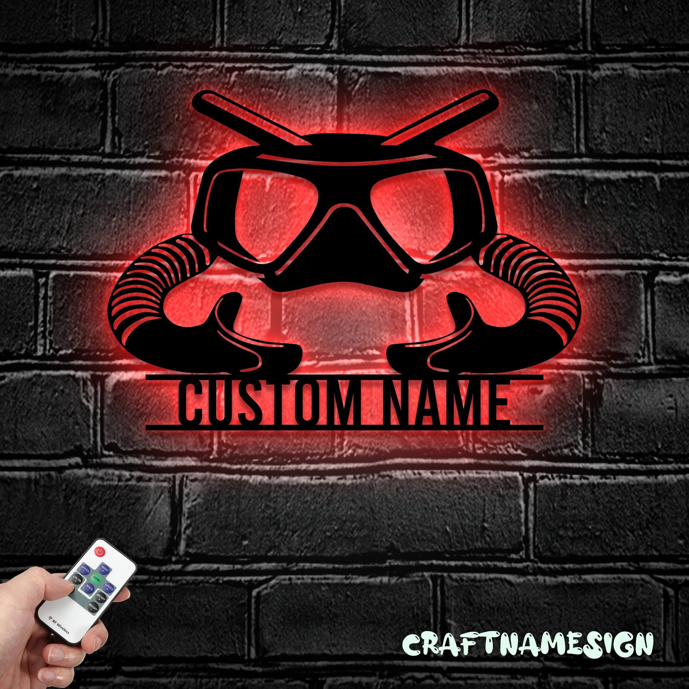Craftnamesign Custom Scuba Diving Mask Metal Wall Art LED Light, Custom ...