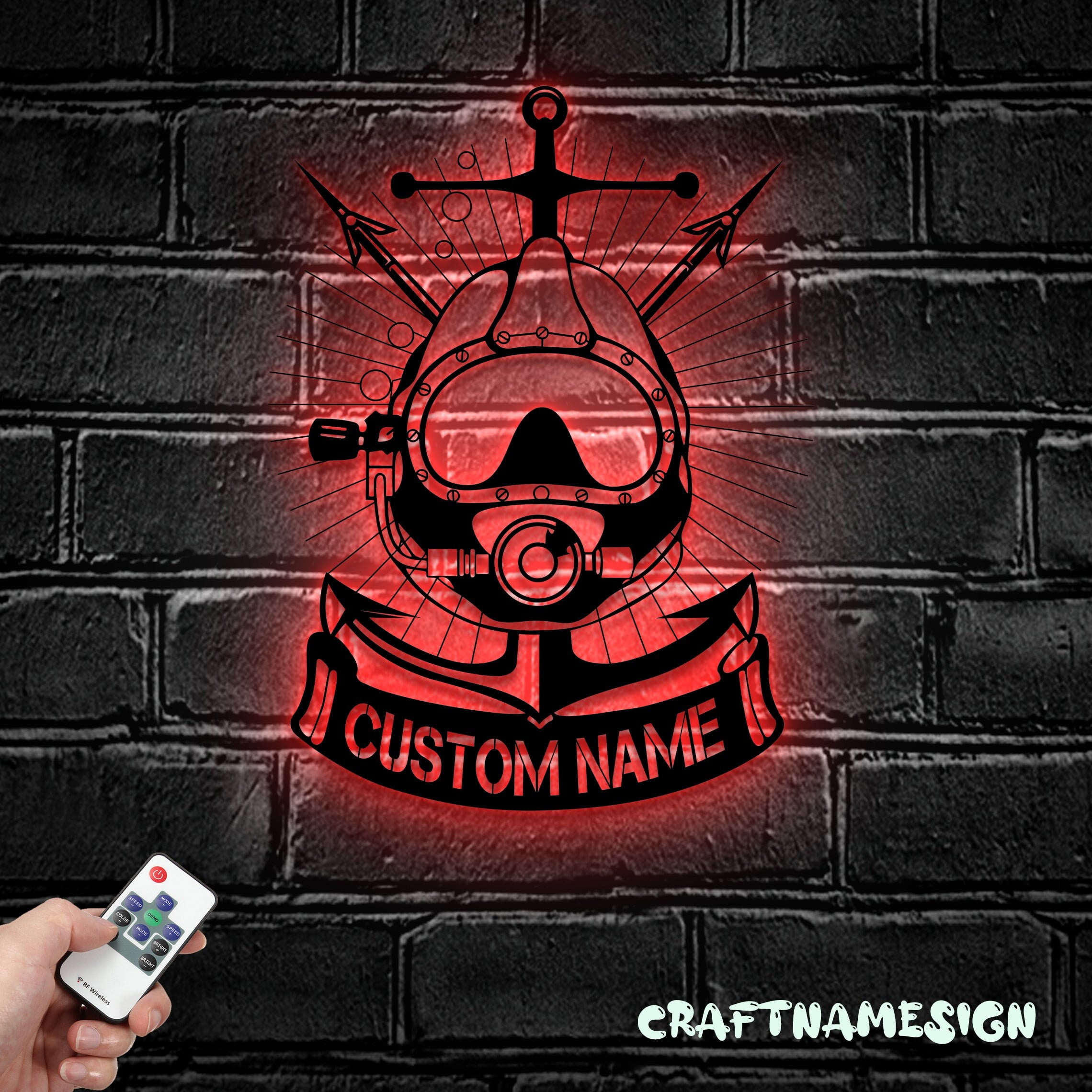 Craftnamesign Custom Scuba Diving Metal Sign LED Light, Scuba Diver ...
