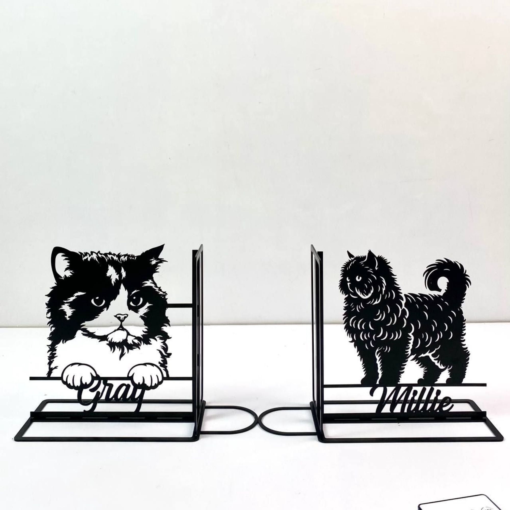 Craftnamesign Custom Selkirk Rex Cat Metal Bookend, Cat Book Shelf ...