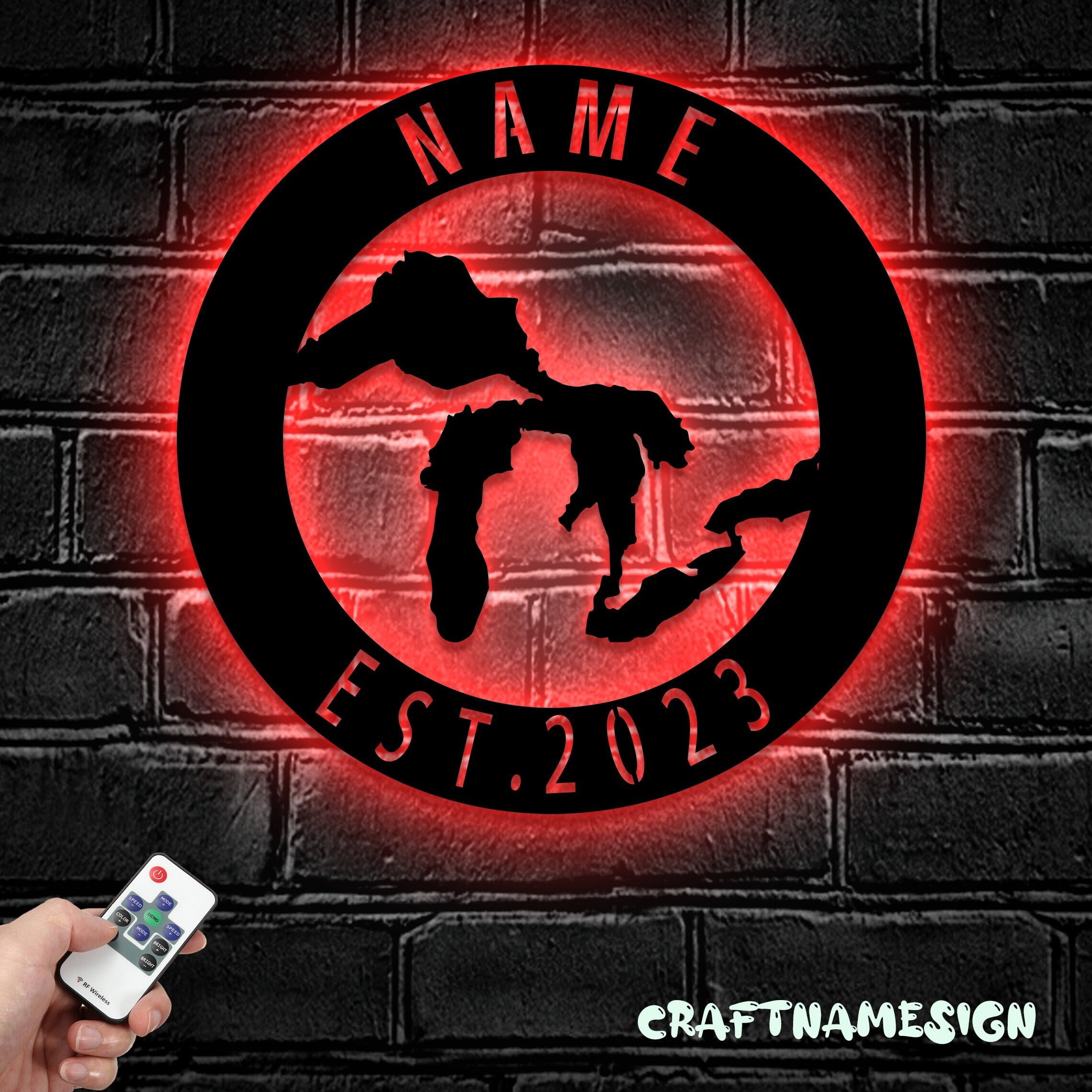 Craftnamesign Custom Laurentian Great Lakes Metal Wall Art LED Light ...